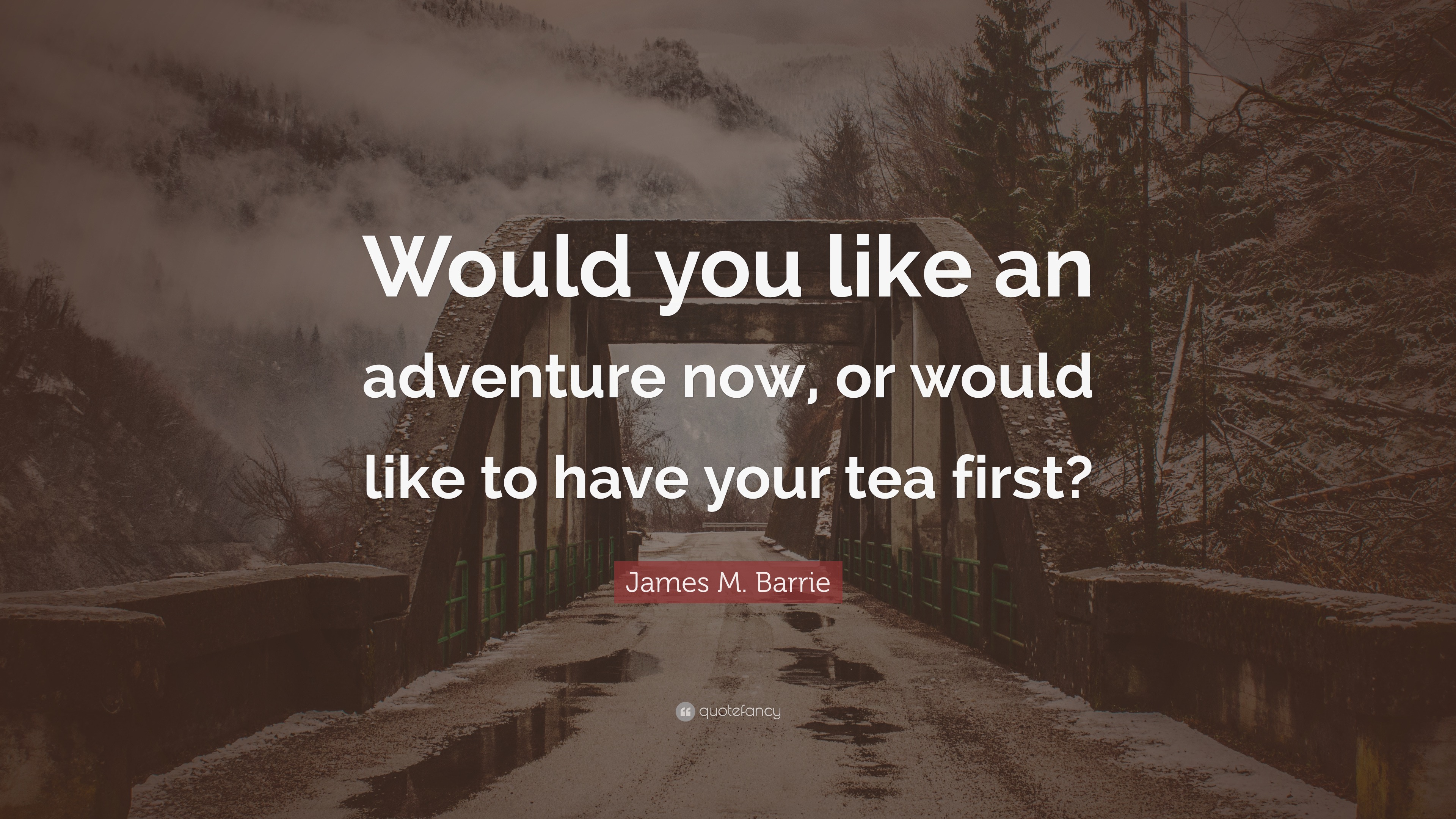 James M. Barrie Quote: “Would you like an adventure now, or would like ...
