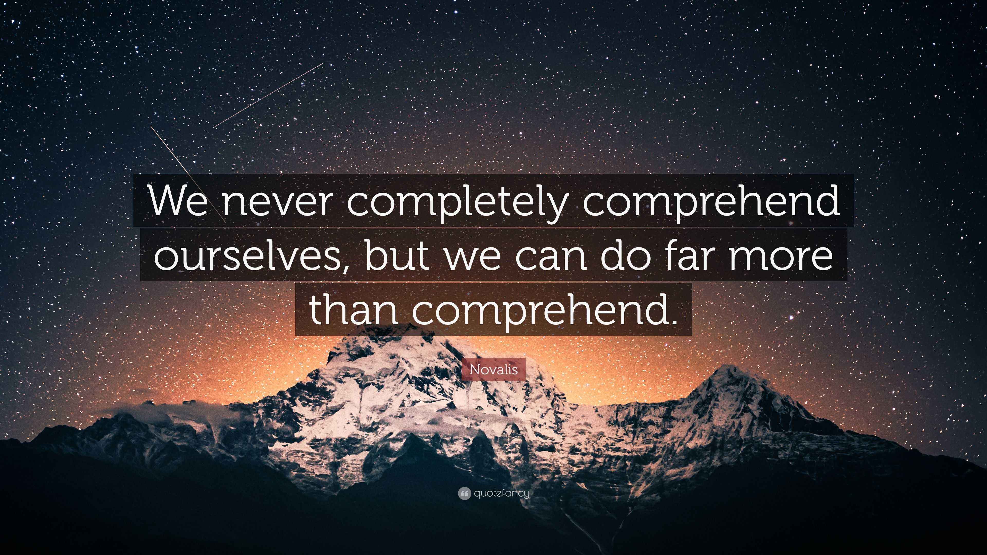 Novalis Quote: “We never completely comprehend ourselves, but we can do ...
