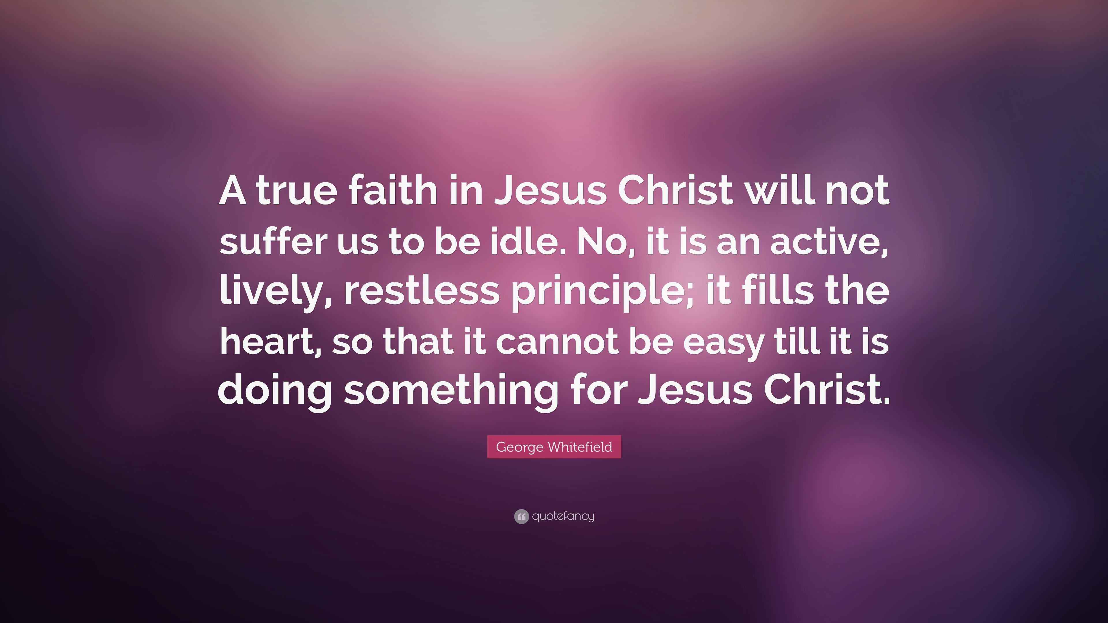 George Whitefield Quote: “A true faith in Jesus Christ will not suffer ...