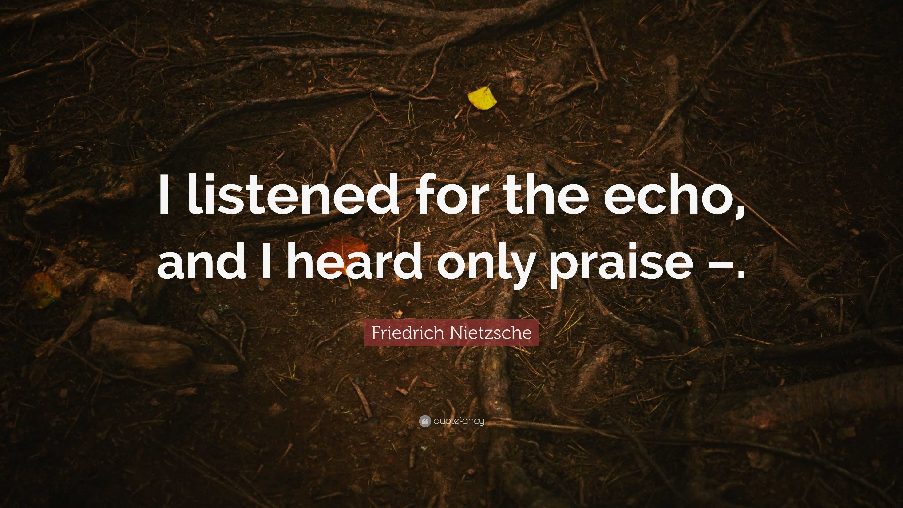 Friedrich Nietzsche Quote: “I listened for the echo, and I heard only ...