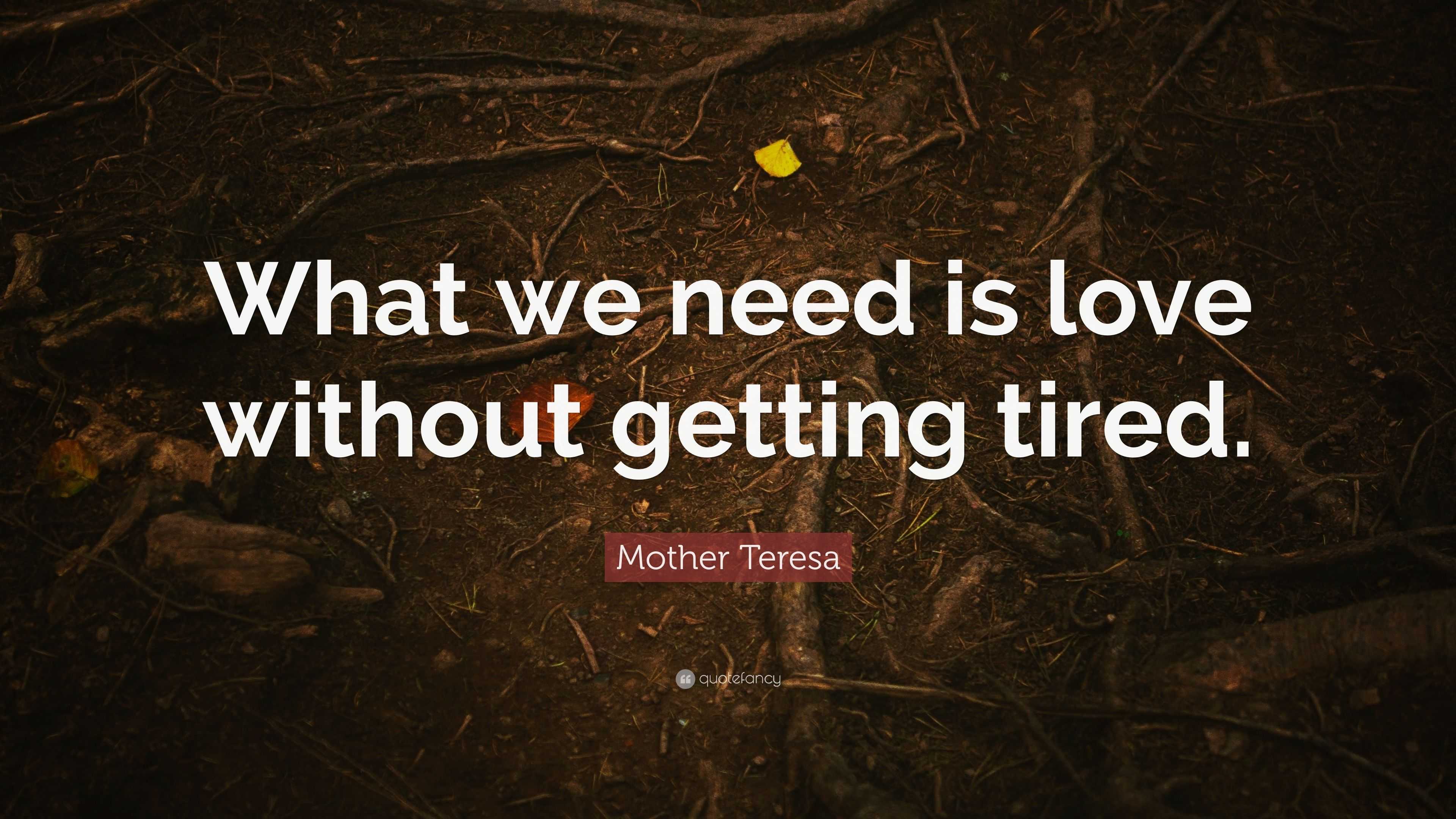 Mother Teresa Quote: “What we need is love without getting tired.”