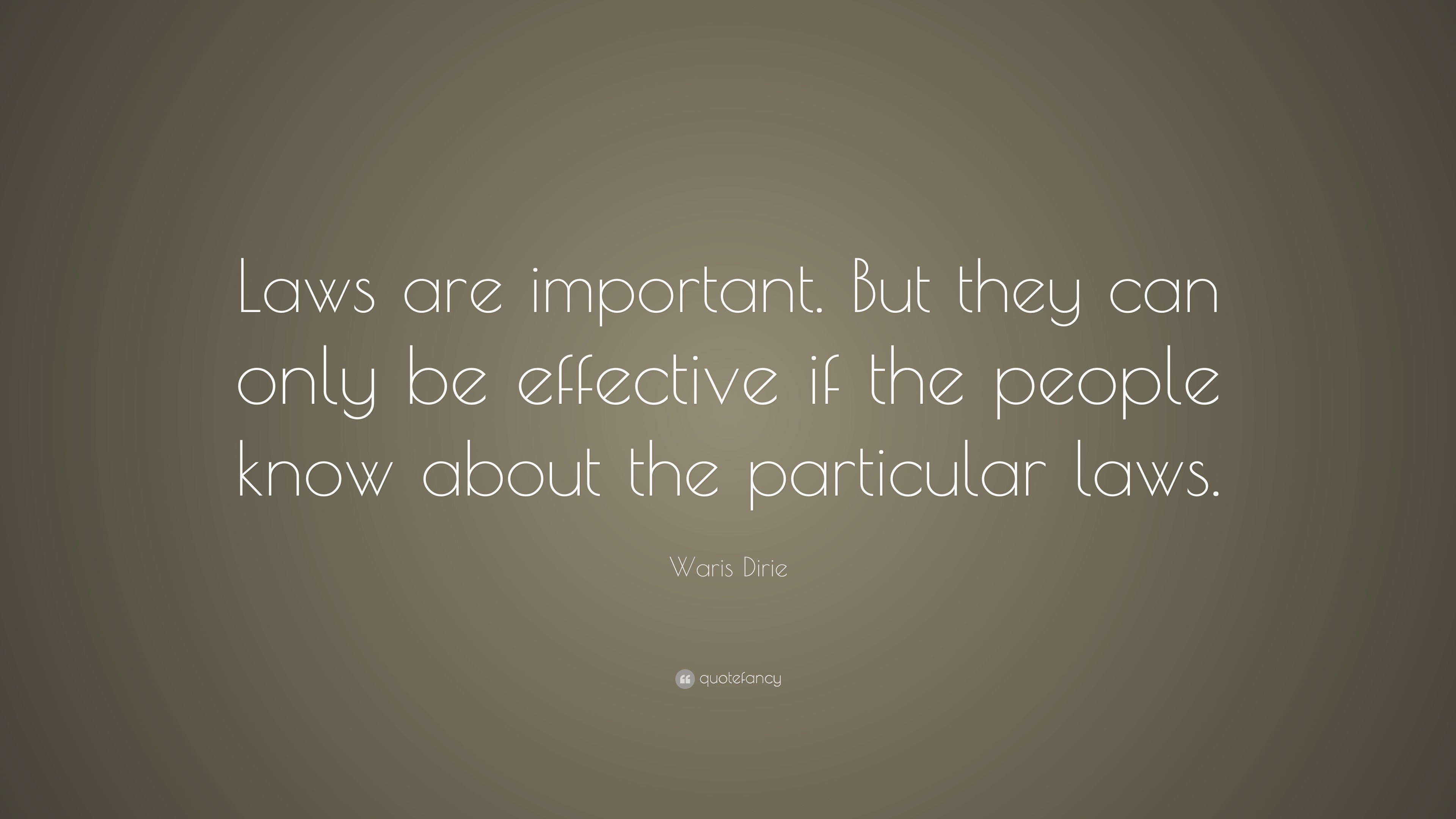Waris Dirie Quote: “Laws are important. But they can only be effective ...