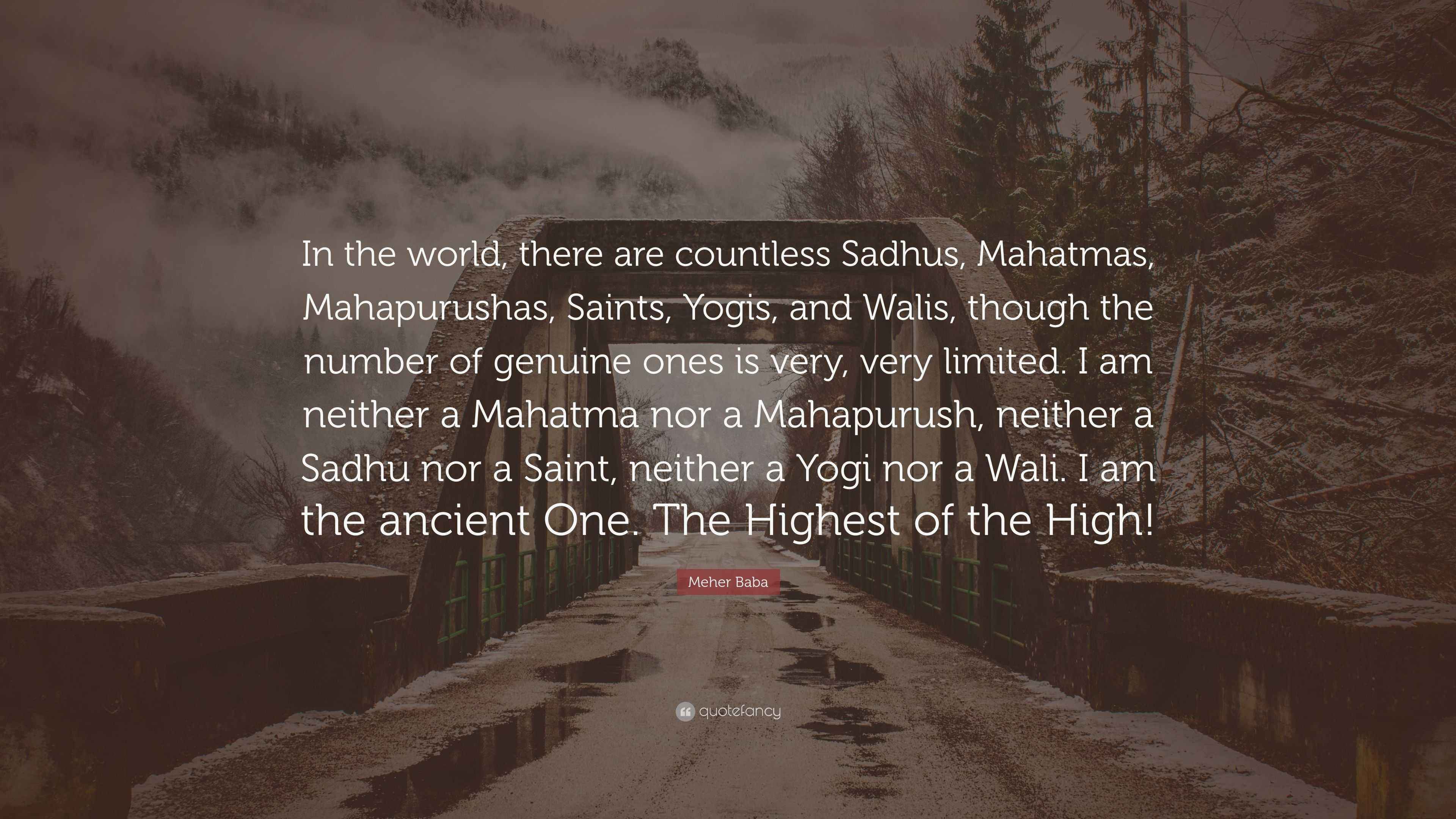 Meher Baba Quote: “In the world, there are countless Sadhus, Mahatmas ...