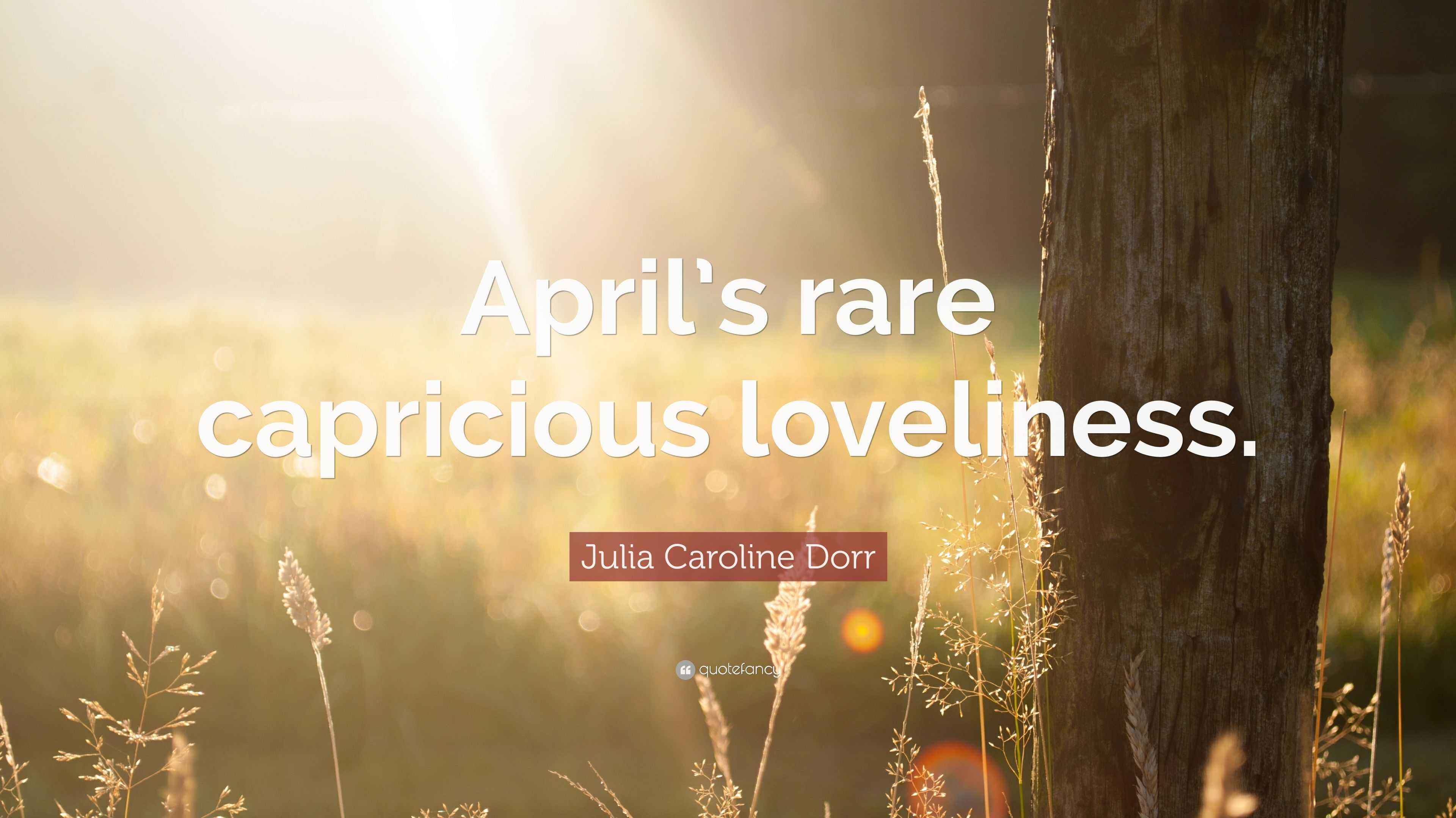 Julia Caroline Dorr Quote: “April’s rare capricious loveliness.”