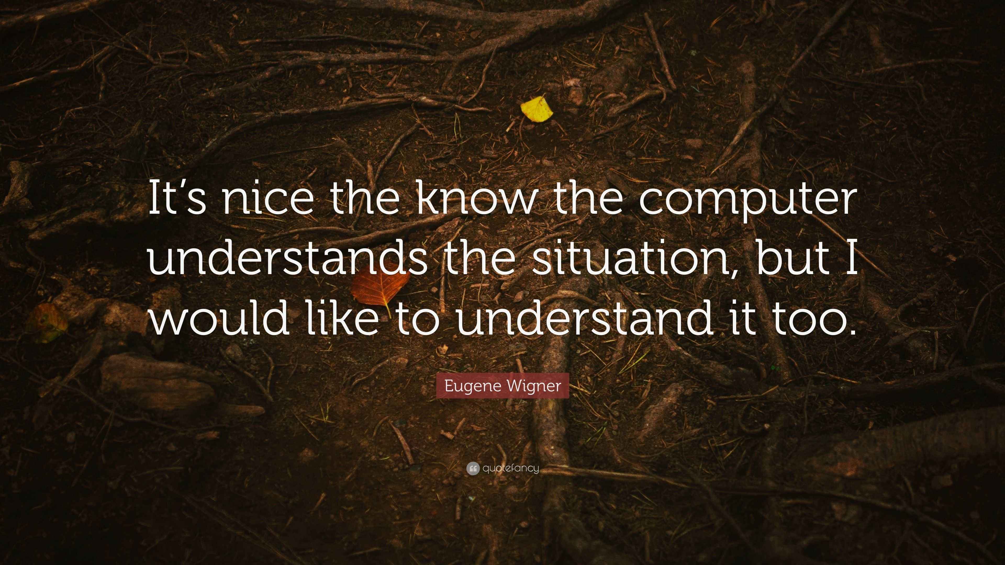 Eugene Wigner Quote: “It’s nice the know the computer understands the ...