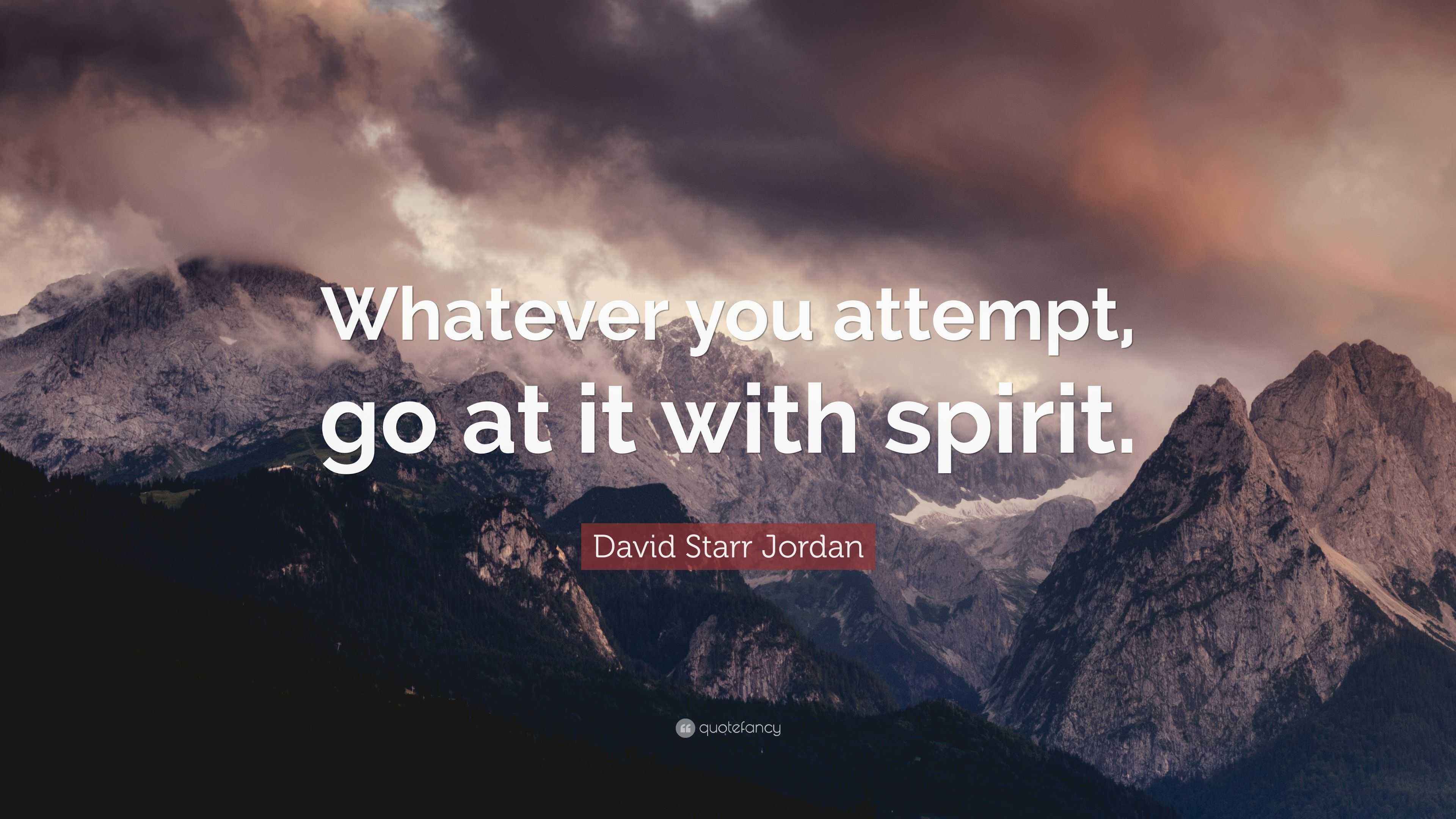 David Starr Jordan Quote: “Whatever you attempt, go at it with spirit.”