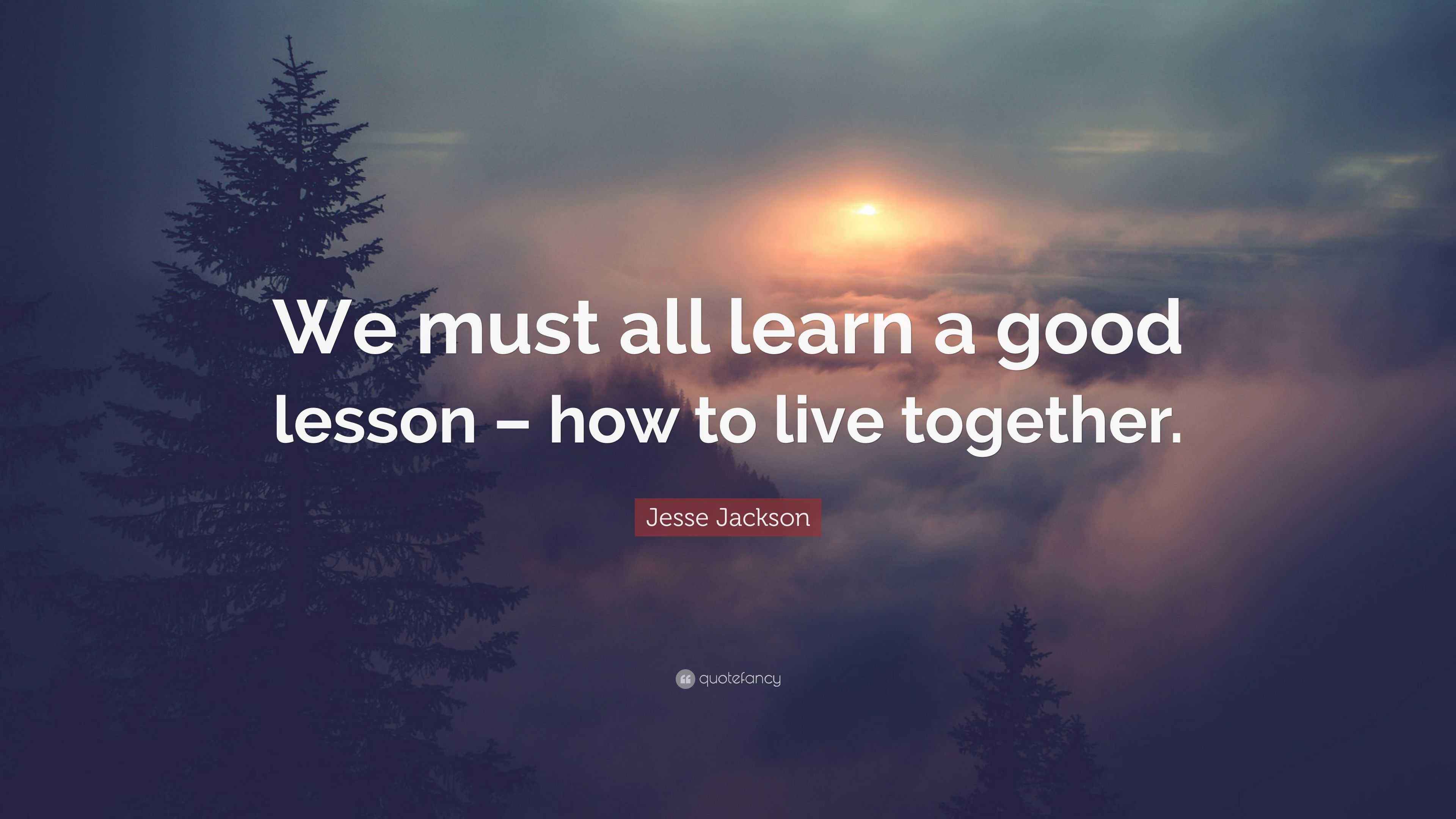 Jesse Jackson Quote: “We must all learn a good lesson – how to live ...