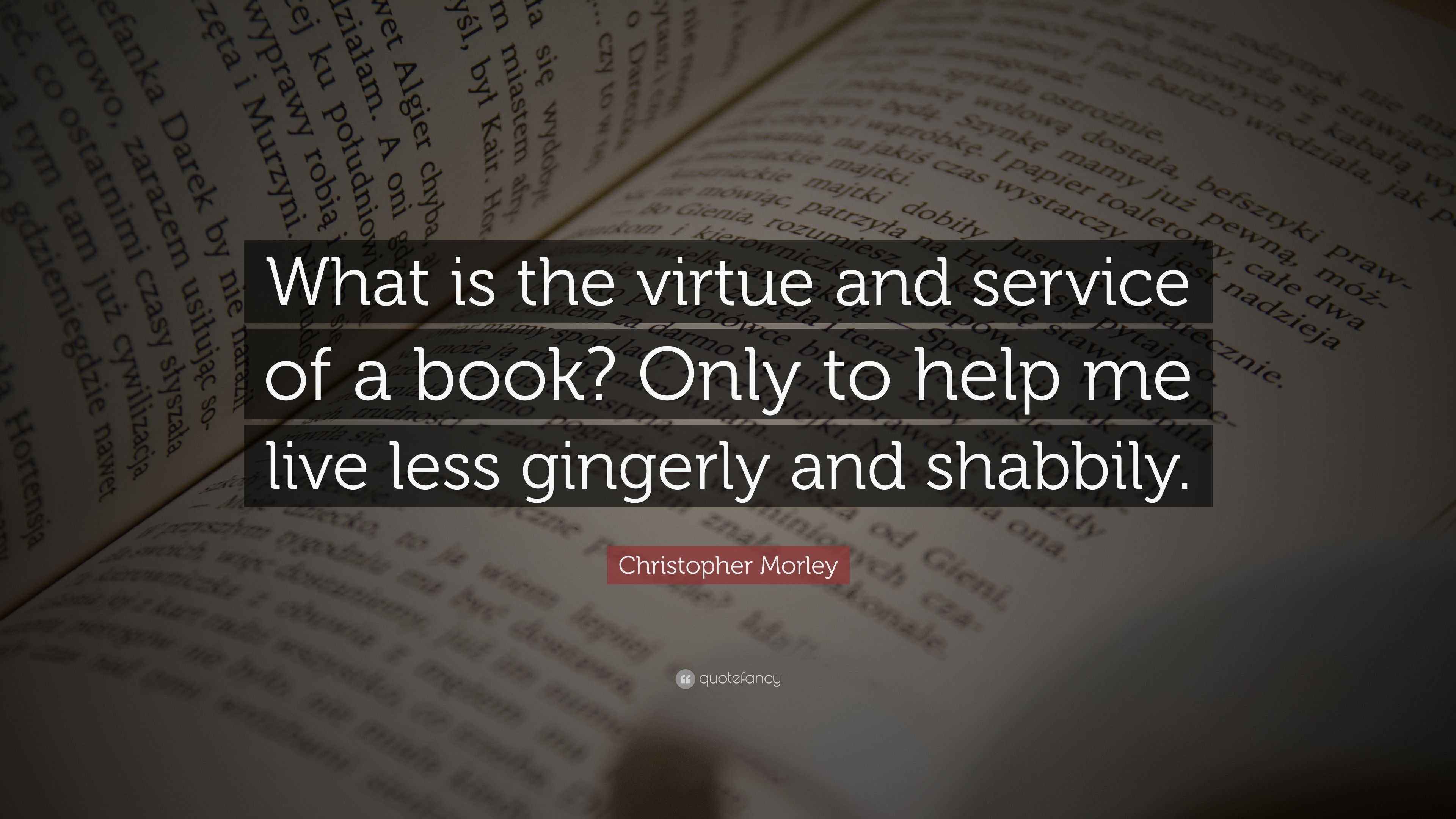 Christopher Morley Quote: “What is the virtue and service of a book ...