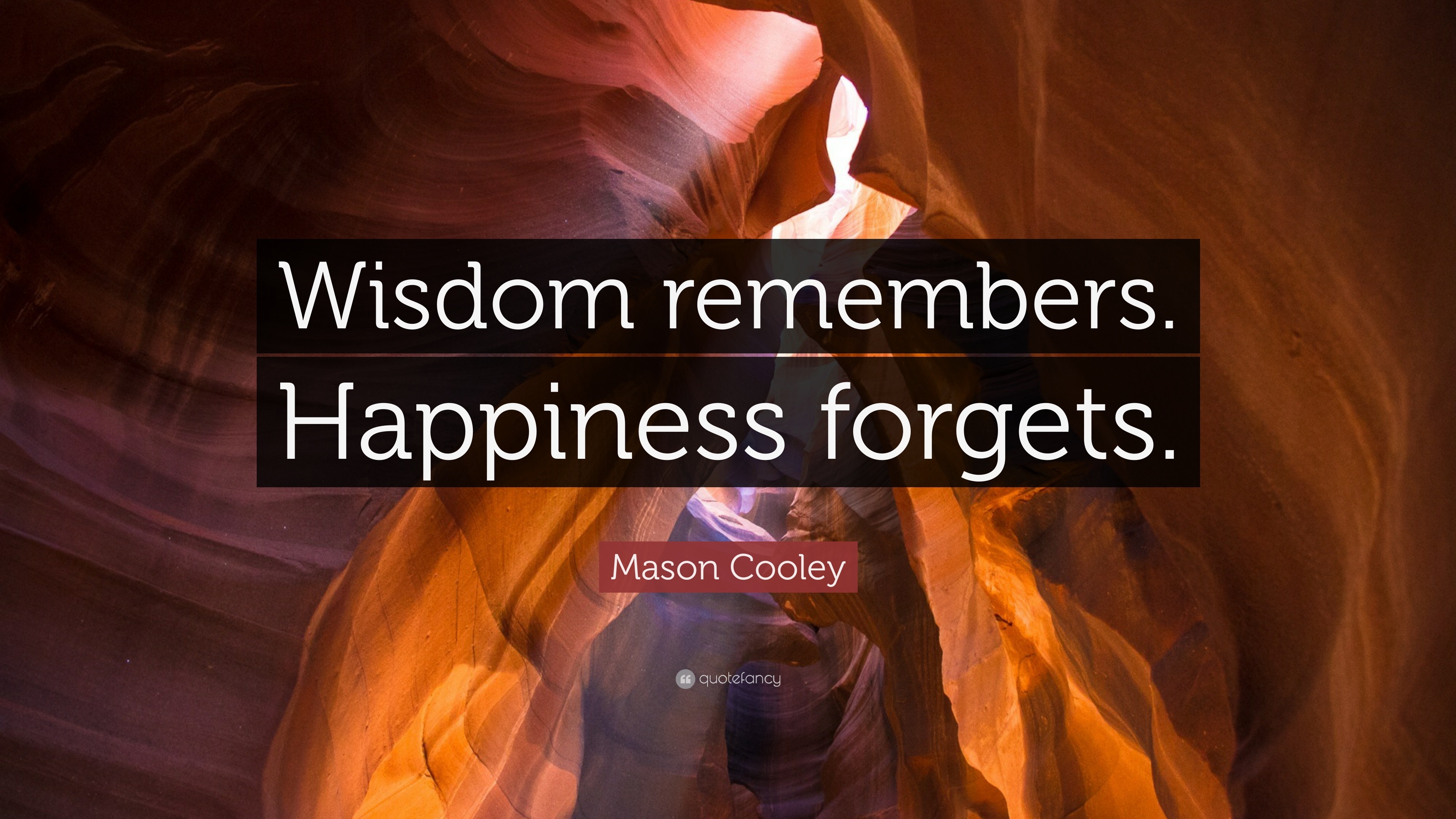 Mason Cooley Quote: “Wisdom remembers. Happiness forgets.”