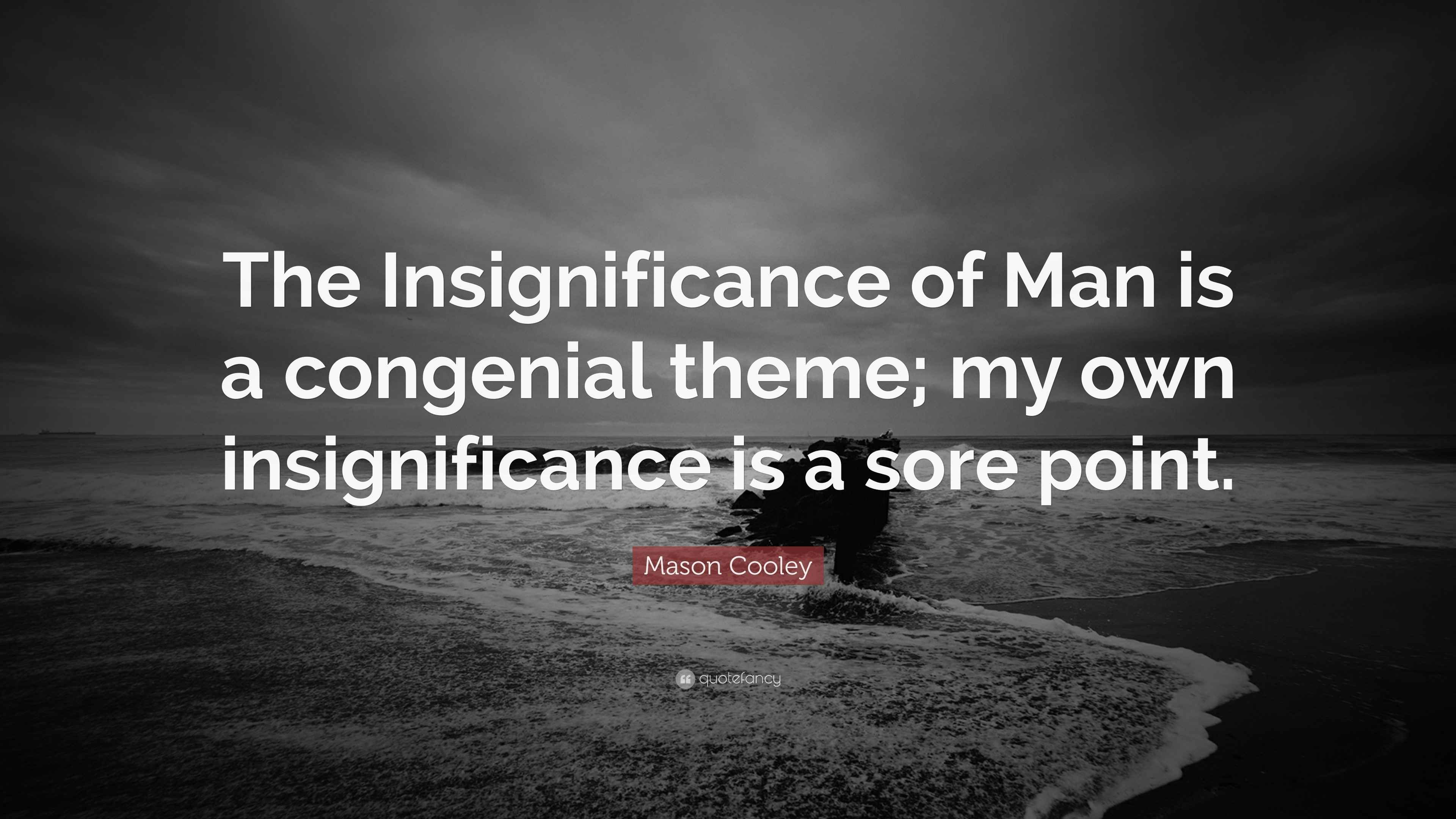 Mason Cooley Quote: “The Insignificance of Man is a congenial theme; my ...