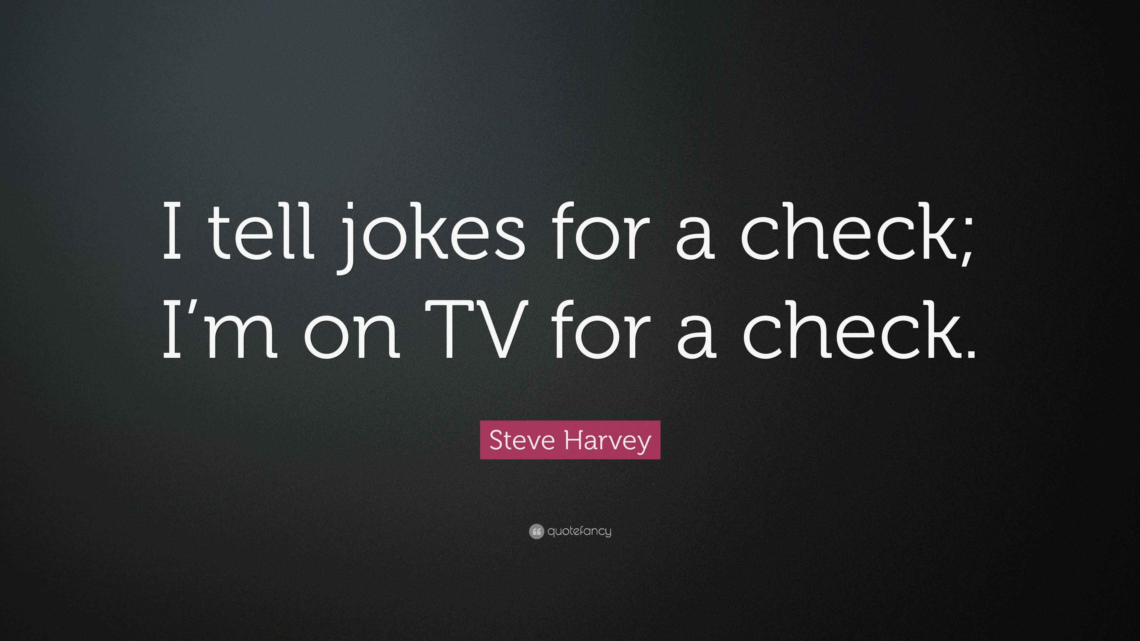 Steve Harvey Quote: “I tell jokes for a check; I’m on TV for a check.”