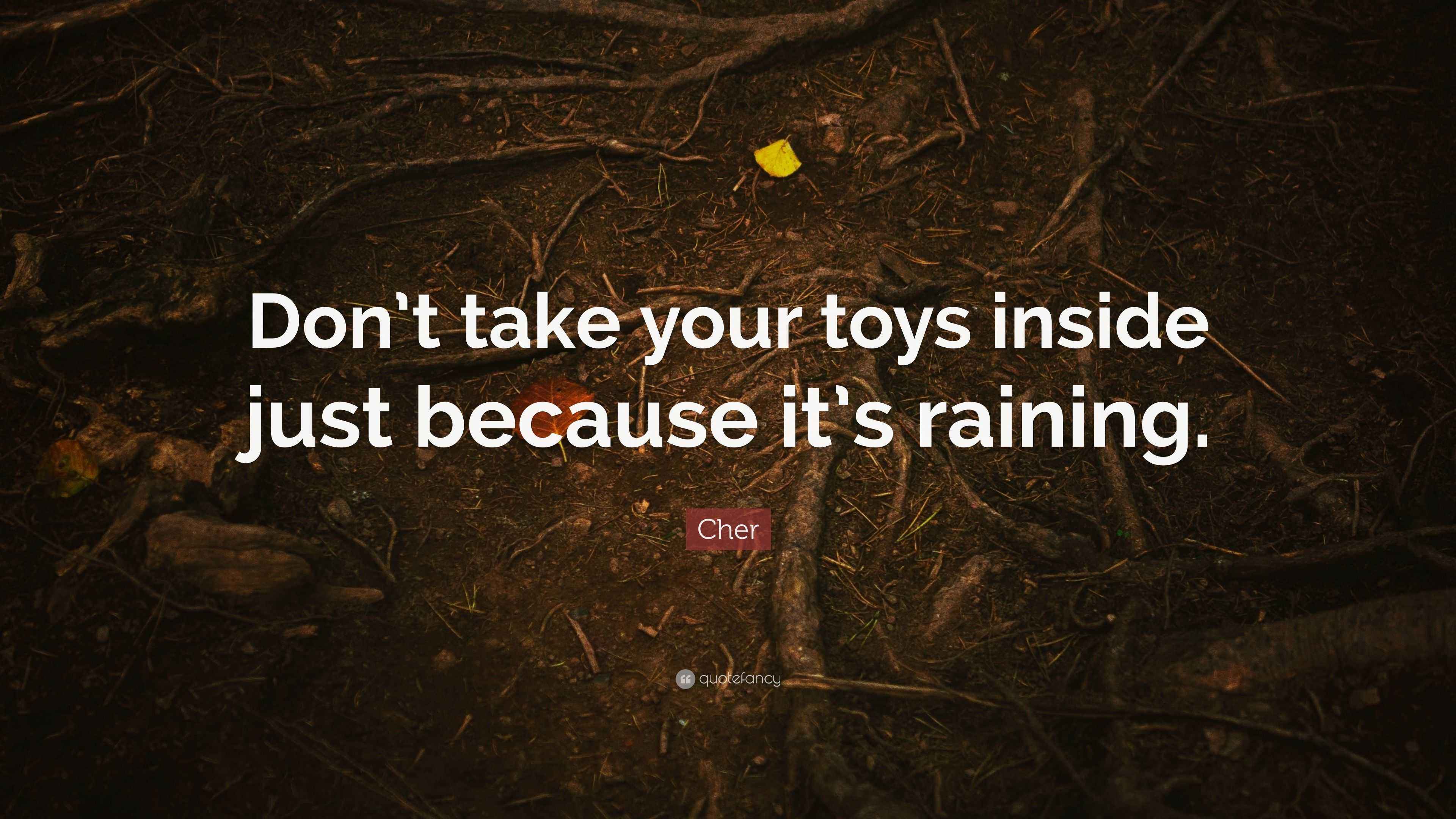 Cher Quote: “Don’t take your toys inside just because it’s raining.”