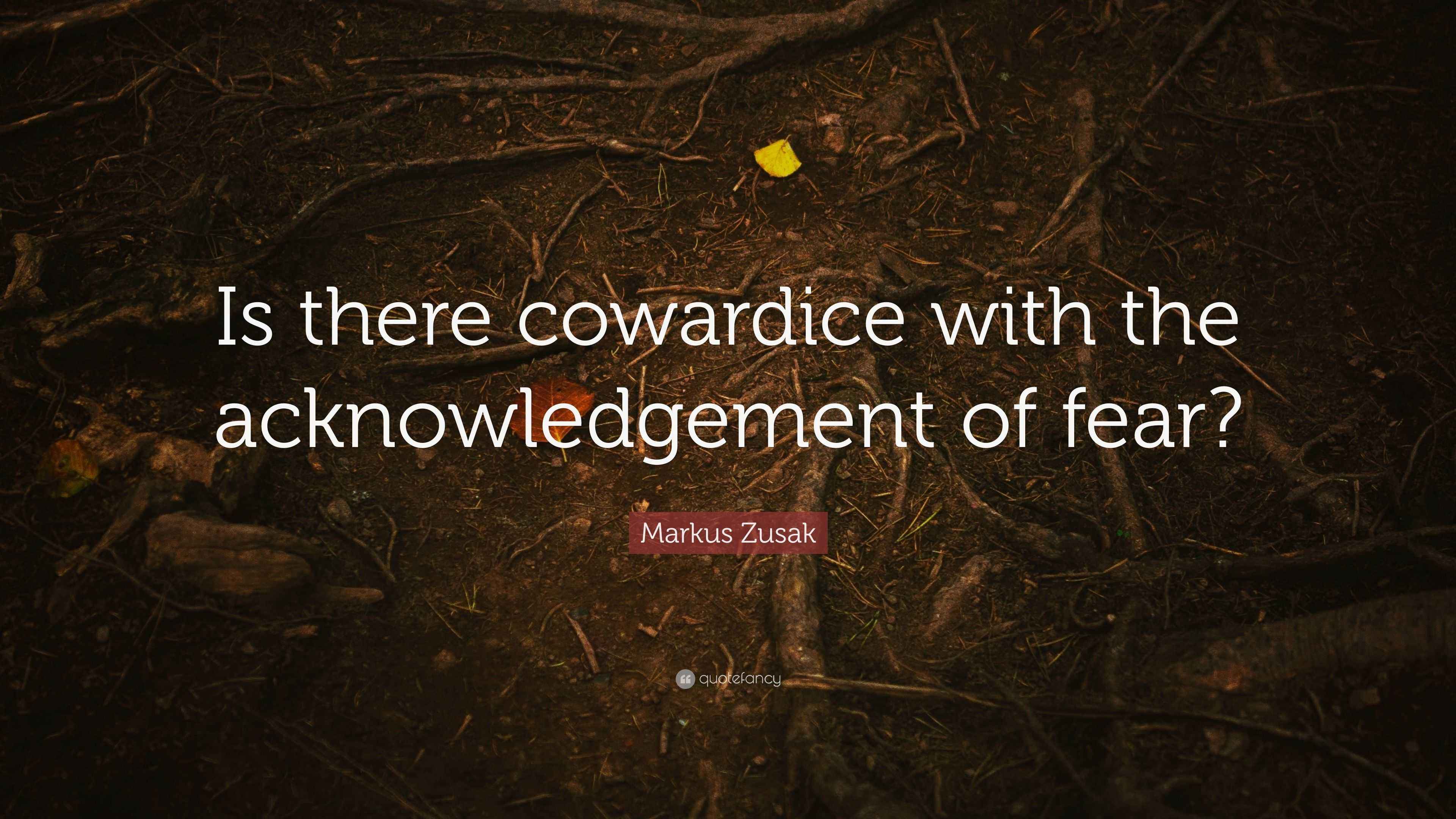 Markus Zusak Quote: “Is there cowardice with the acknowledgement of fear?”