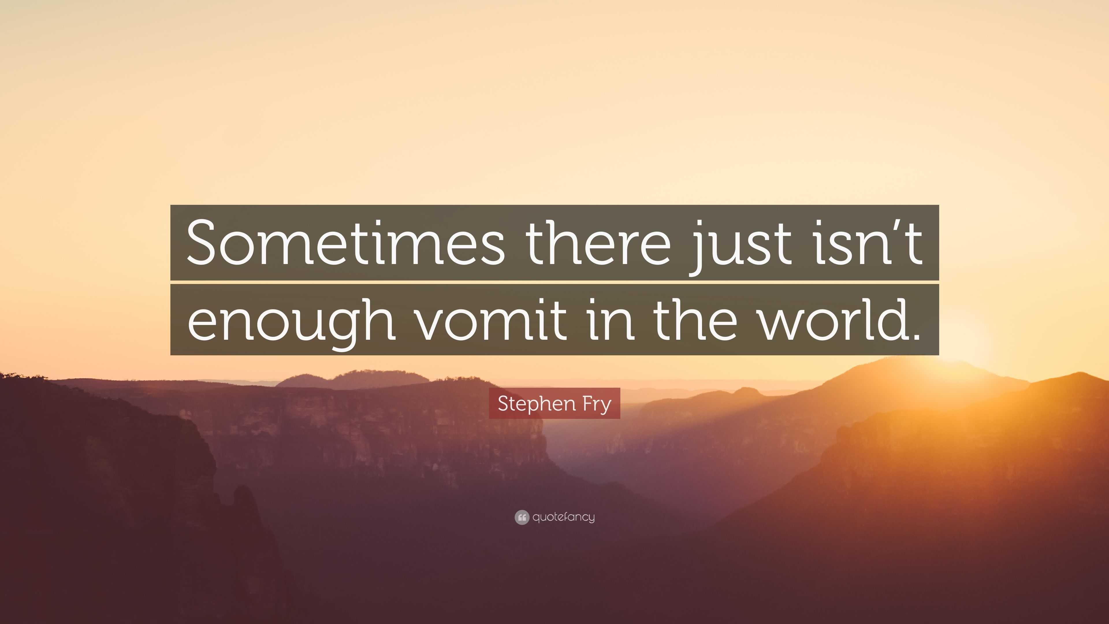 Stephen Fry Quote: “Sometimes there just isn’t enough vomit in the world.”