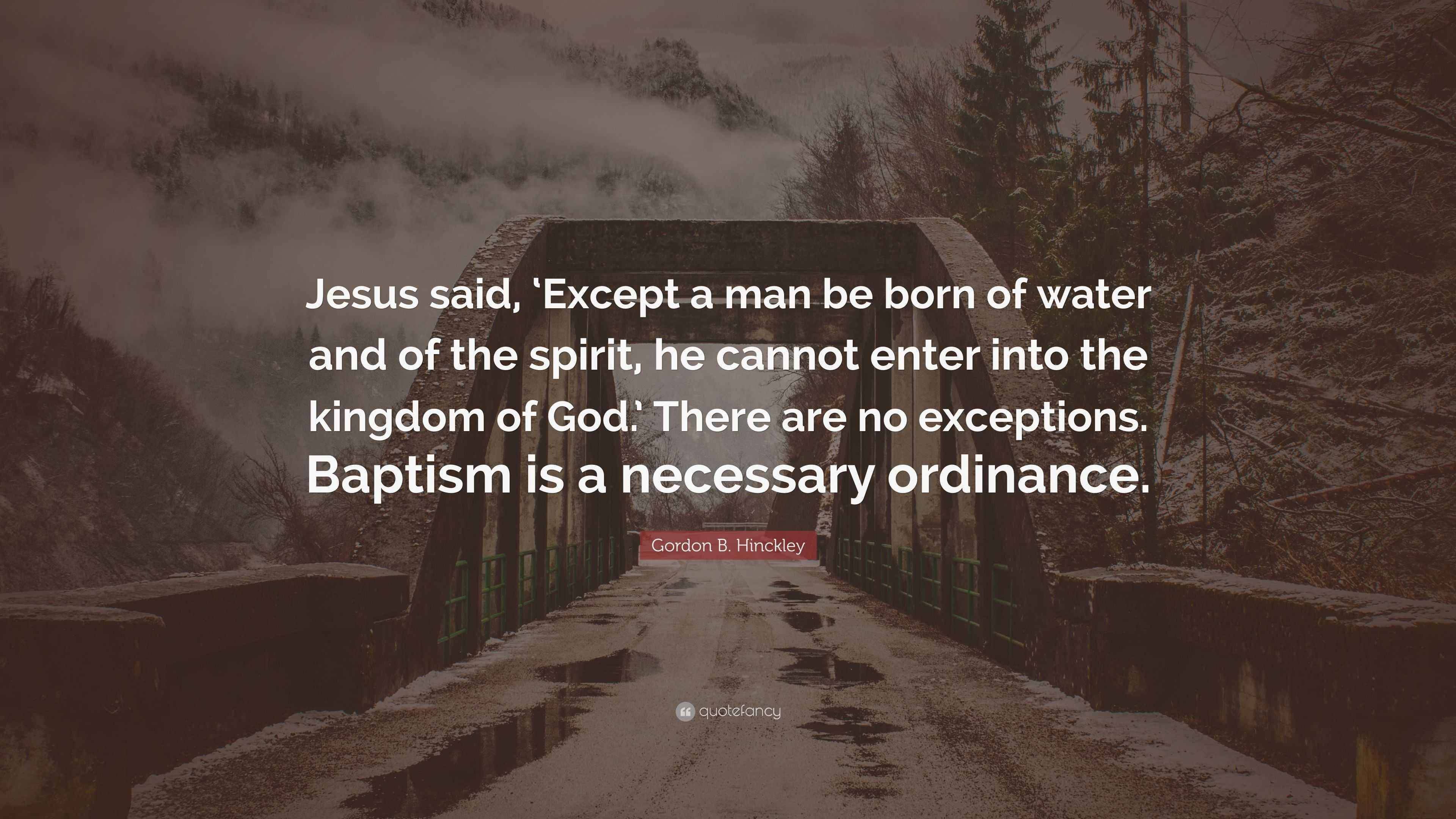 Gordon B. Hinckley Quote: “Jesus said, ‘Except a man be born of water ...