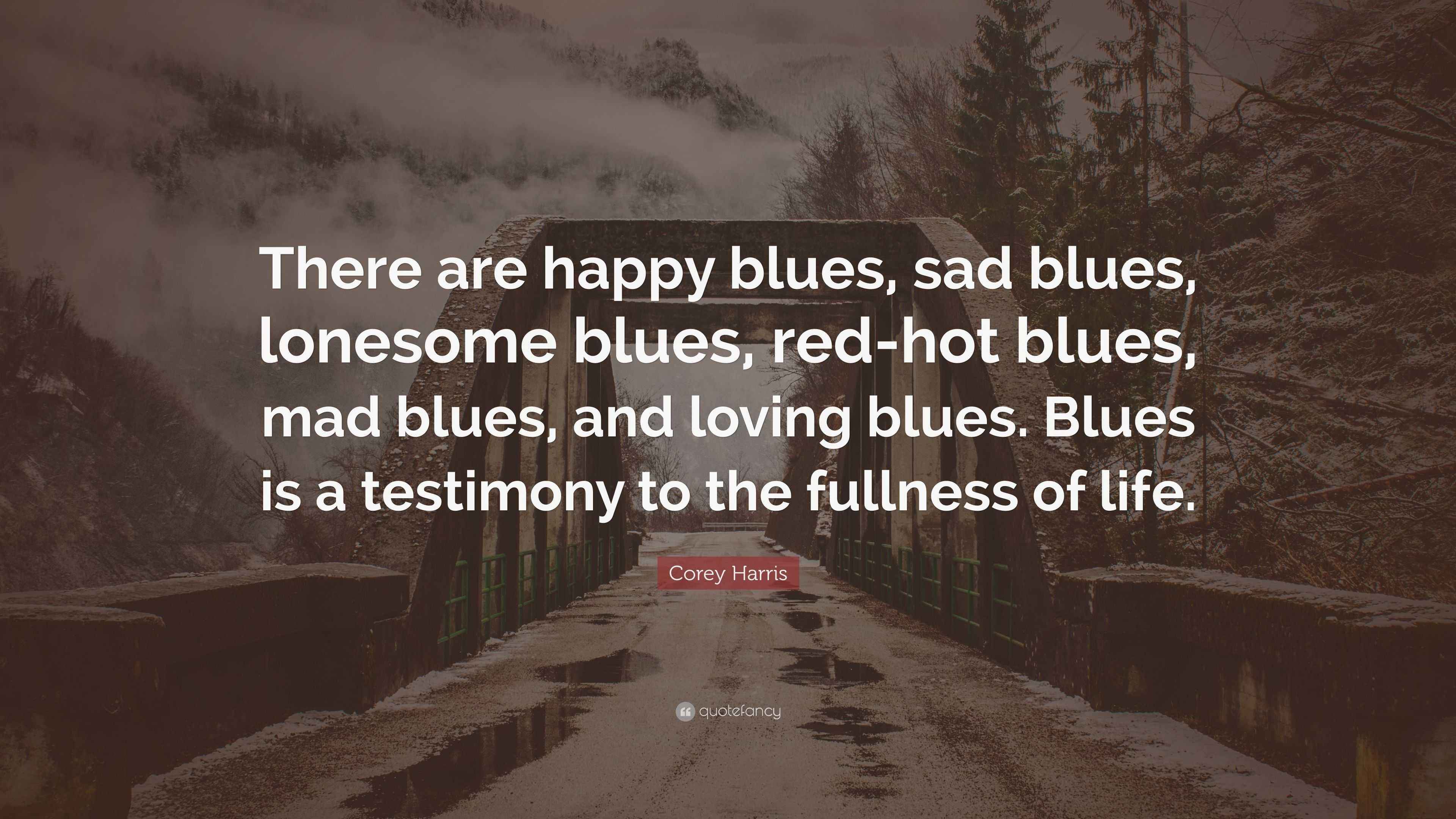 Corey Harris Quote: “There are happy blues, sad blues, lonesome blues ...