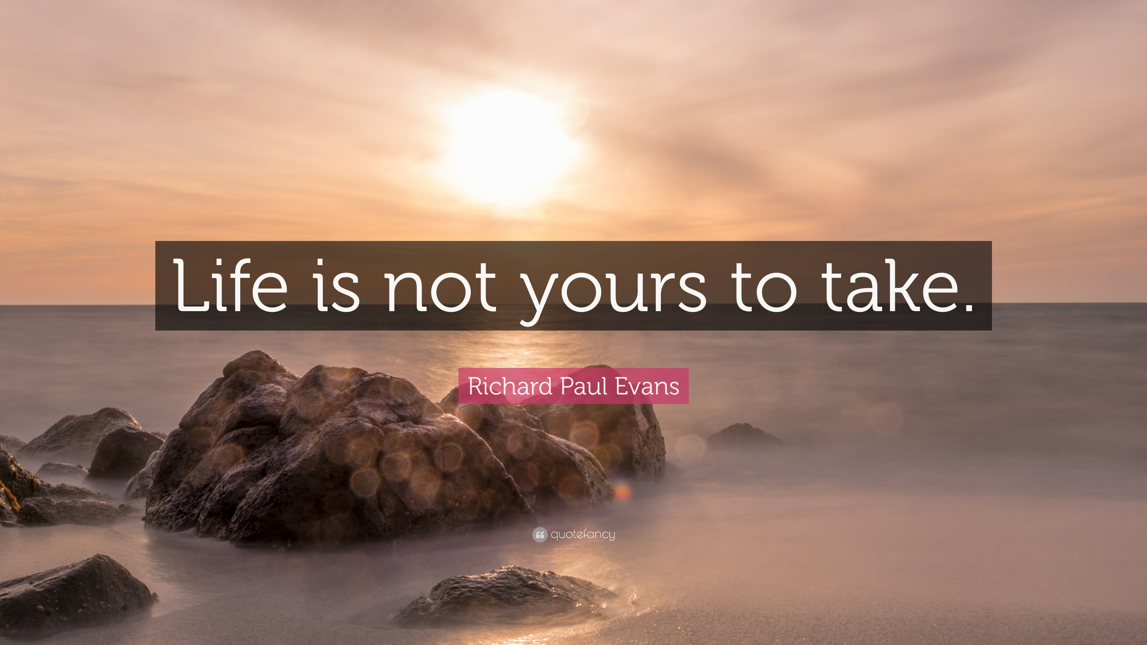 Richard Paul Evans Quote: “Life is not yours to take.”