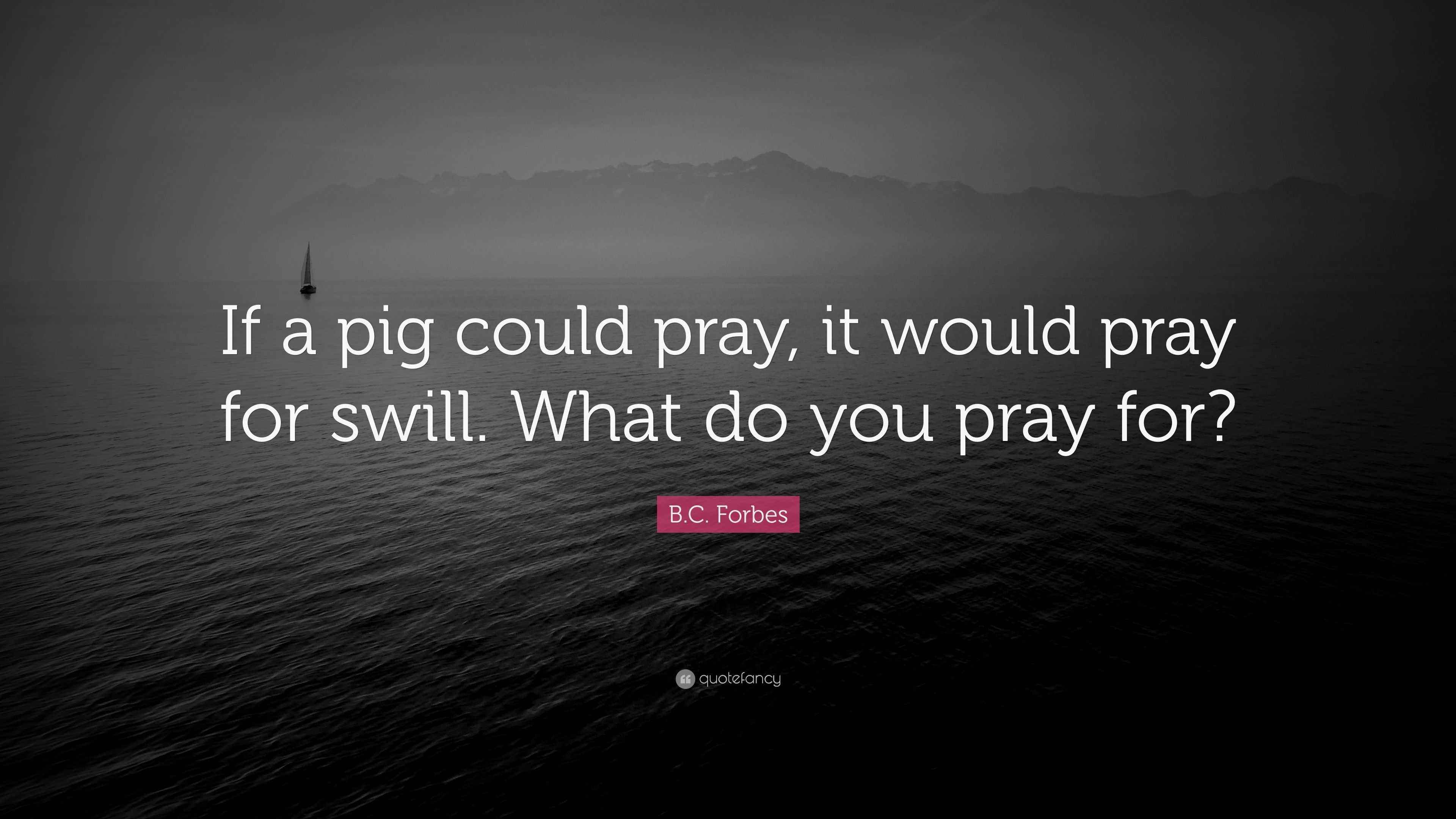 B.C. Forbes Quote: “If a pig could pray, it would pray for swill. What ...