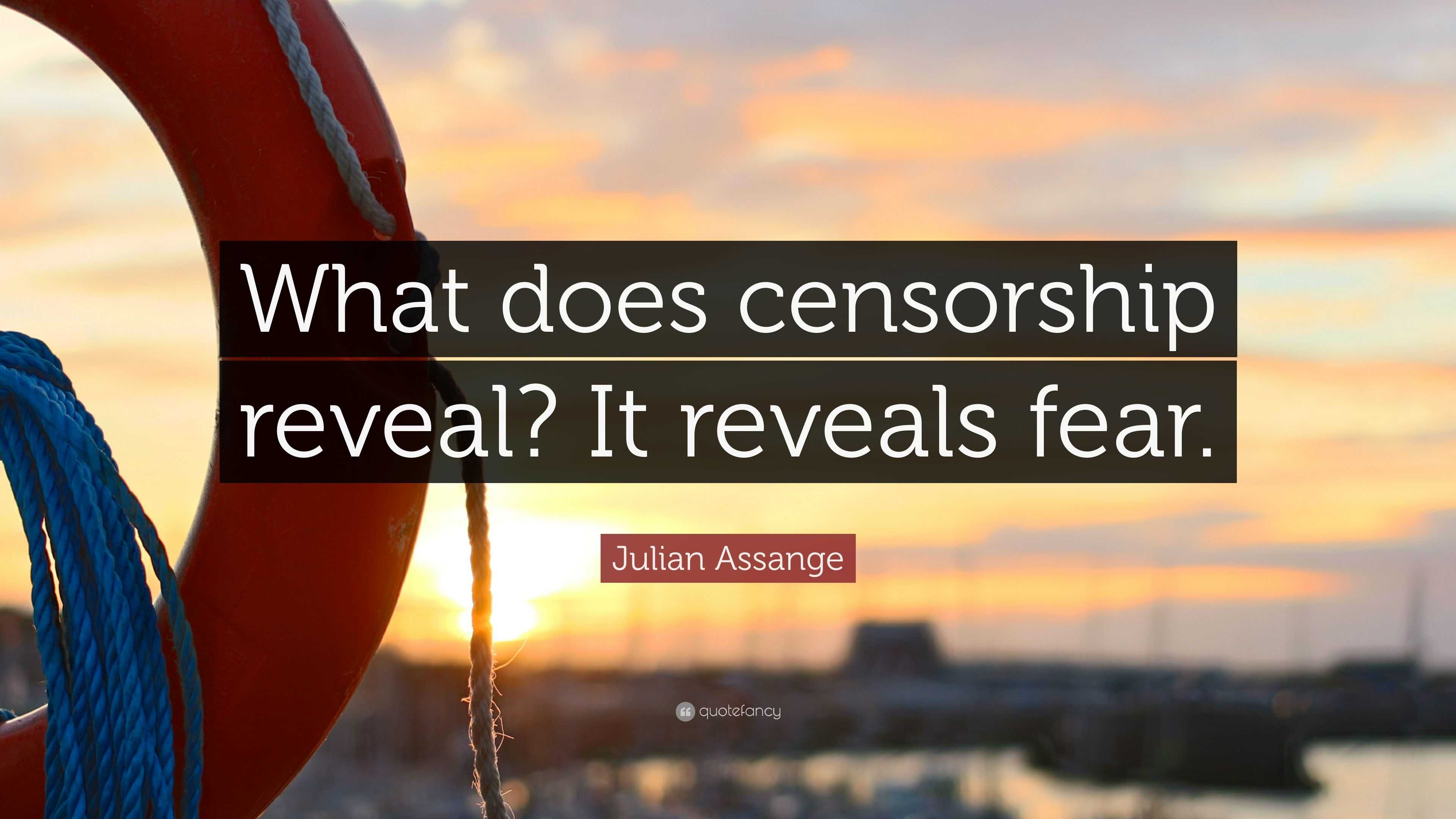Julian Assange Quote: “What does censorship reveal? It reveals fear.”