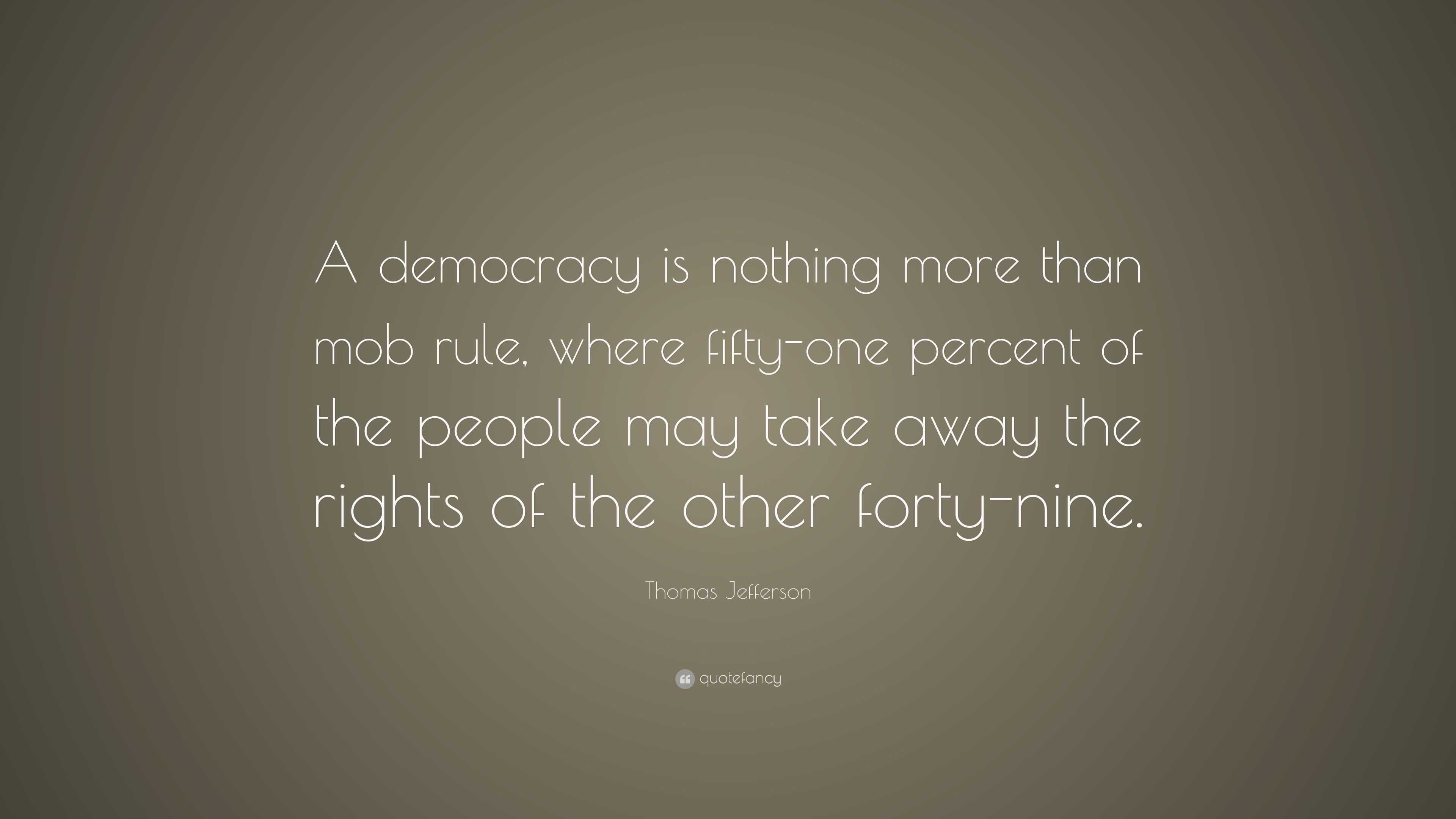 Thomas Jefferson Quote: “A democracy is nothing more than mob rule ...