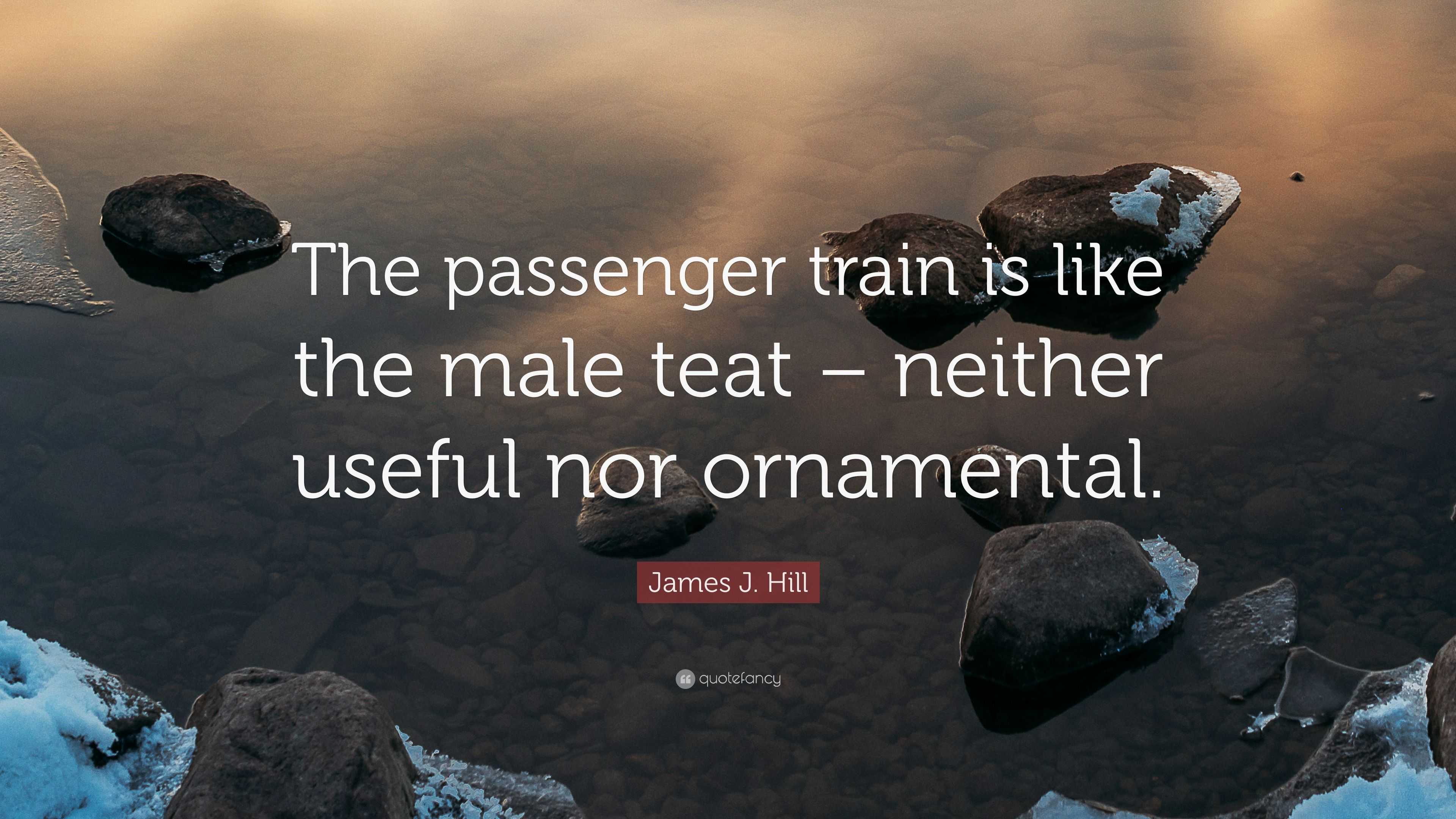James J. Hill Quote: “The passenger train is like the male teat ...