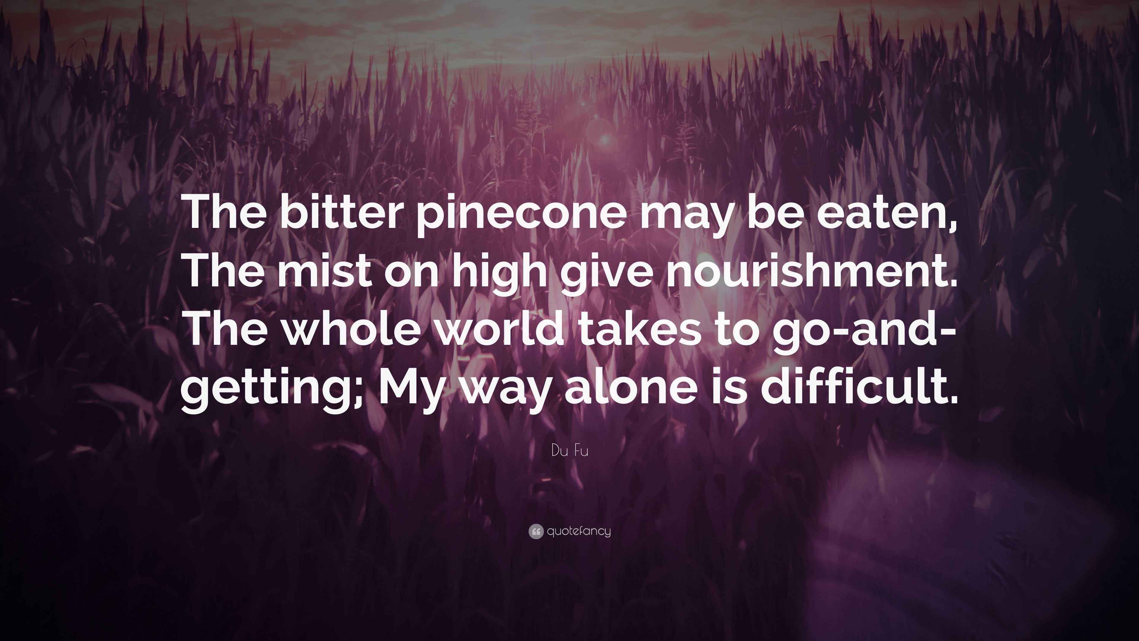 Du Fu Quote: “The bitter pinecone may be eaten, The mist on high give ...
