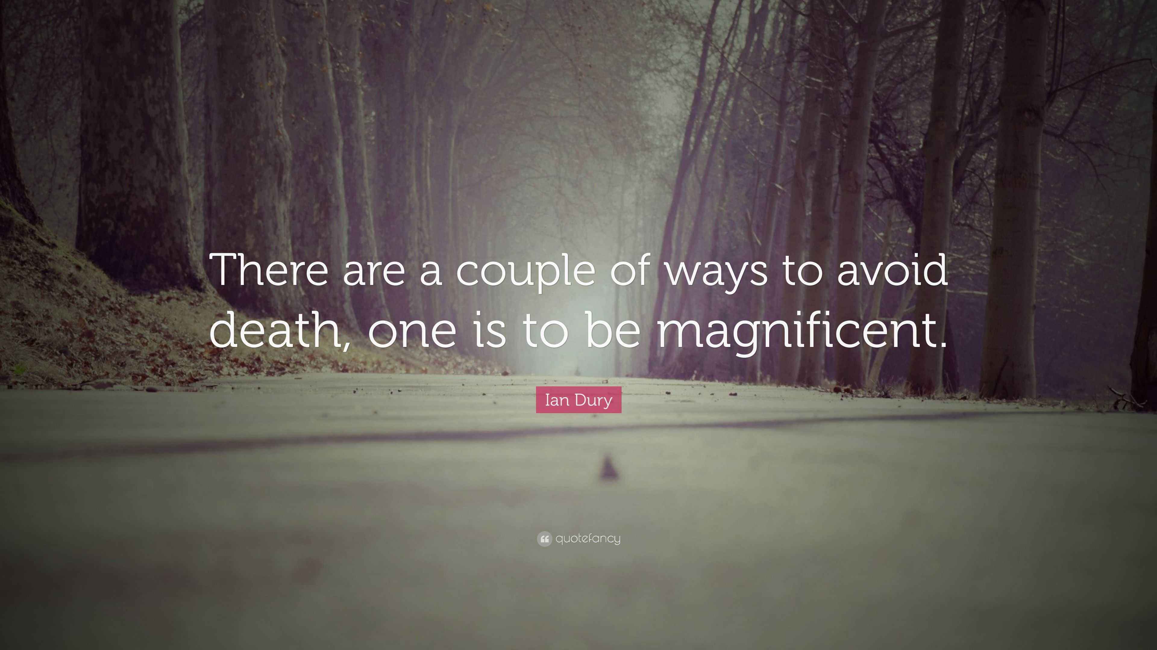 Ian Dury Quote: “There are a couple of ways to avoid death, one is to ...