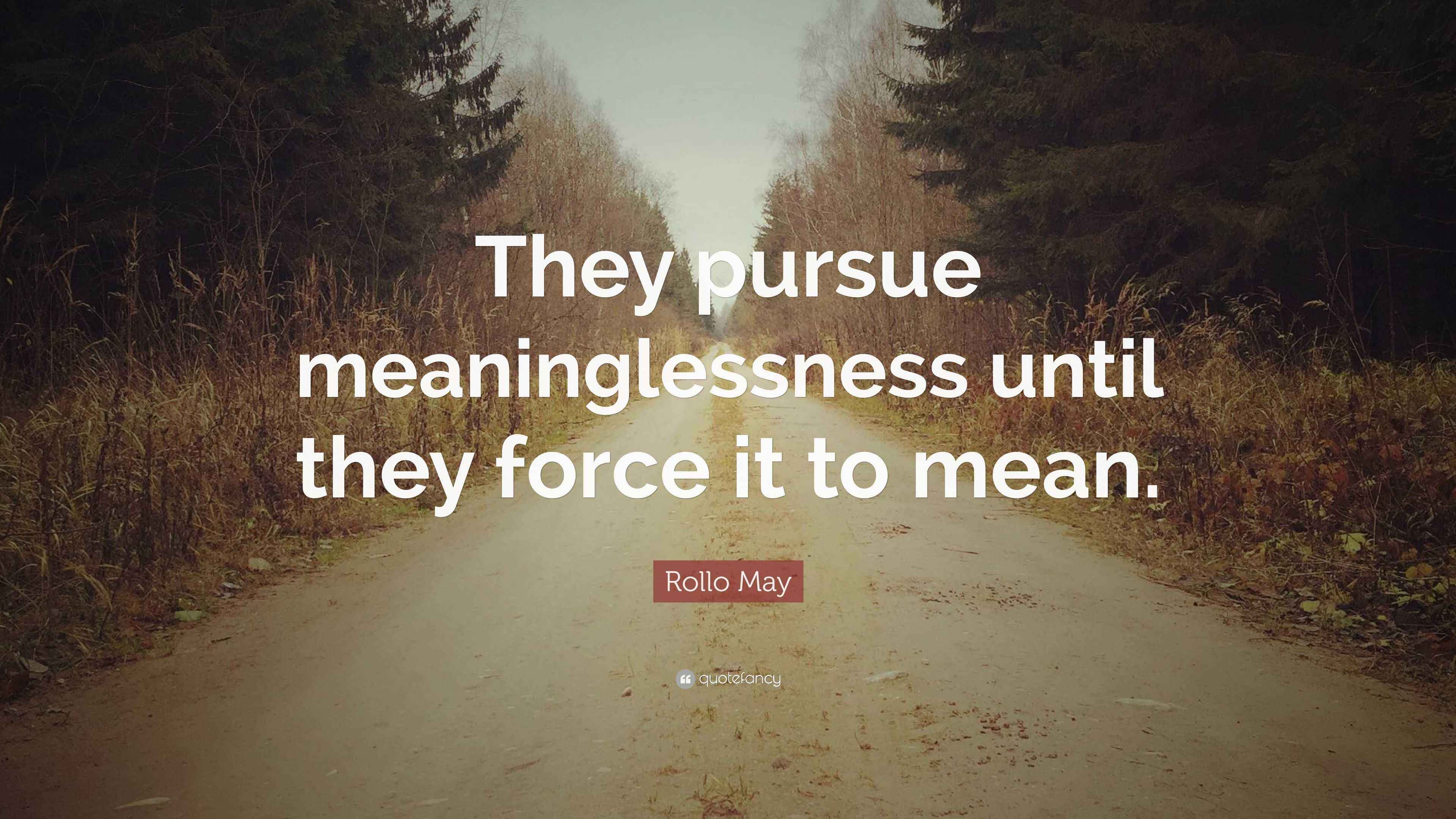 Rollo May Quote: “They pursue meaninglessness until they force it to mean.”
