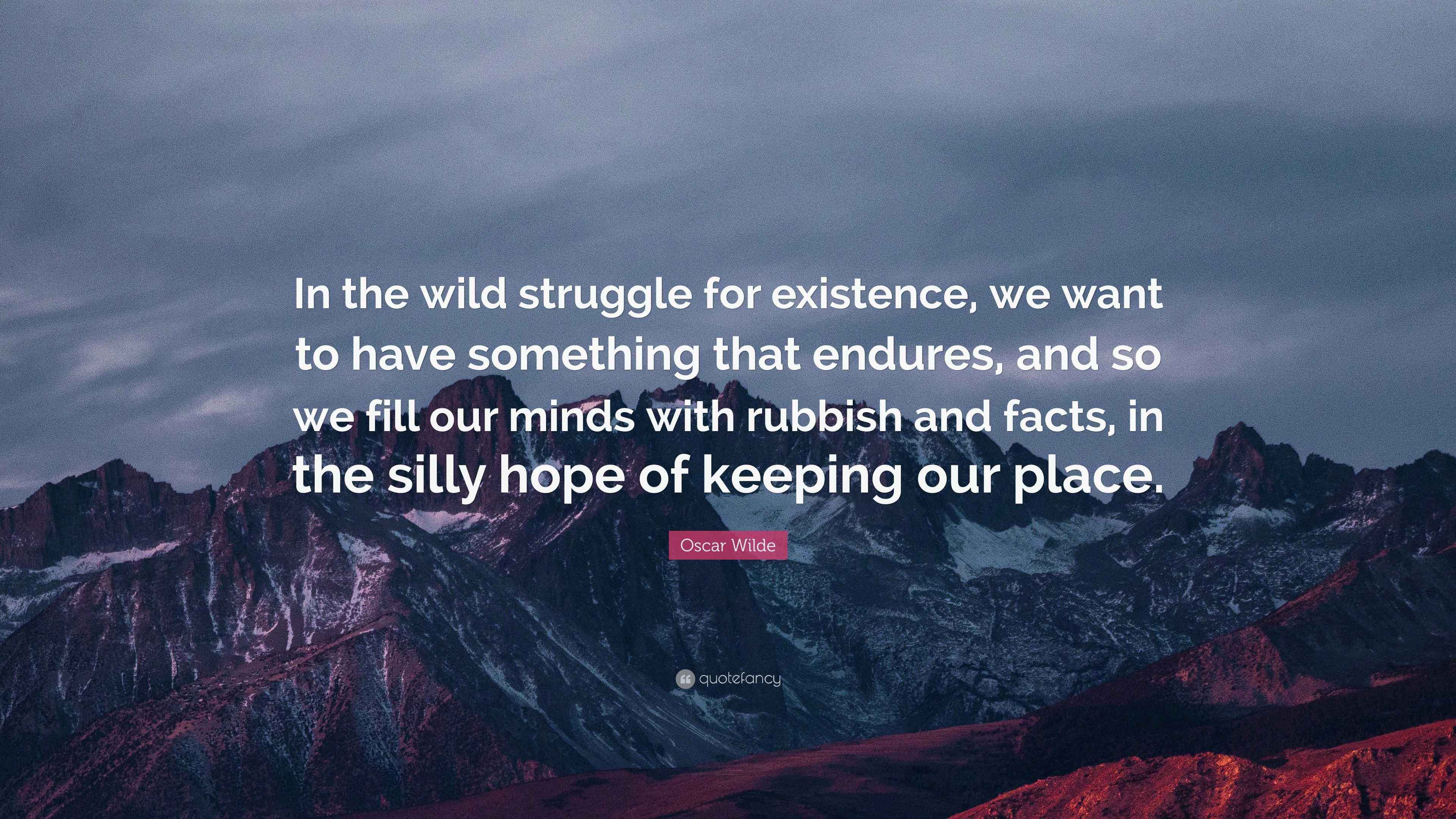 Oscar Wilde Quote: “In the wild struggle for existence, we want to have ...