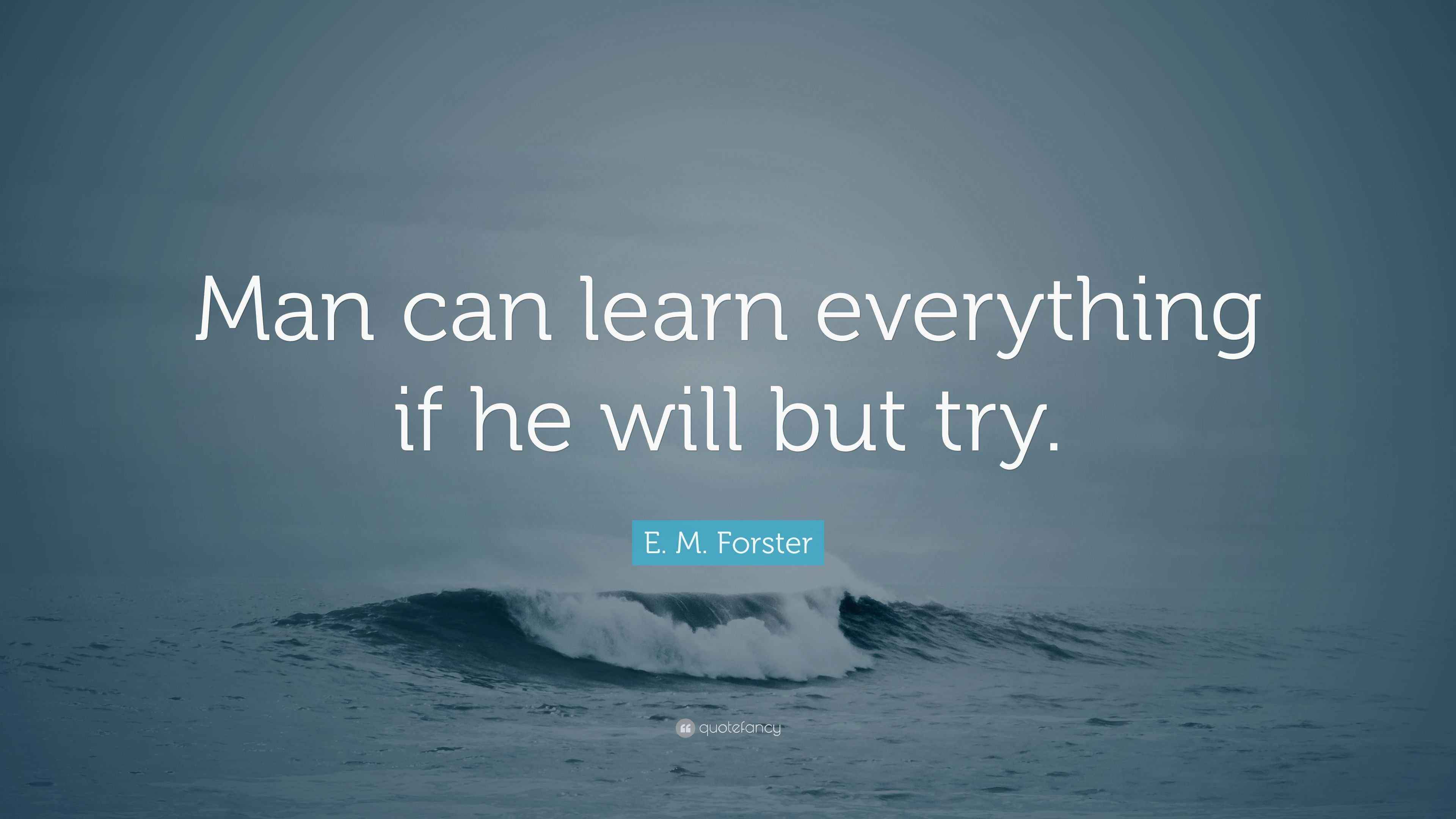 E. M. Forster Quote: “Man can learn everything if he will but try.”