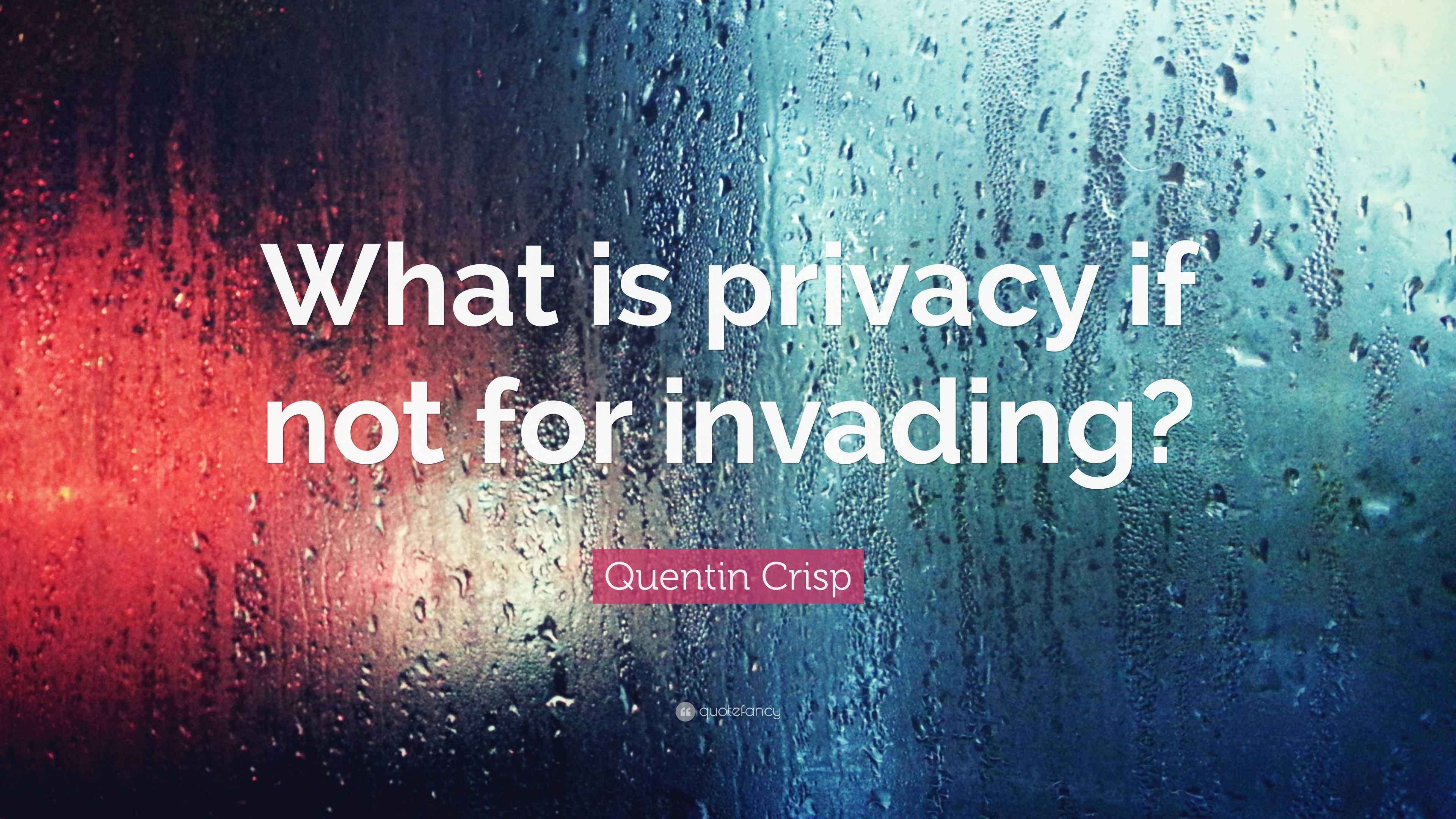 Quentin Crisp Quote: “What is privacy if not for invading?”