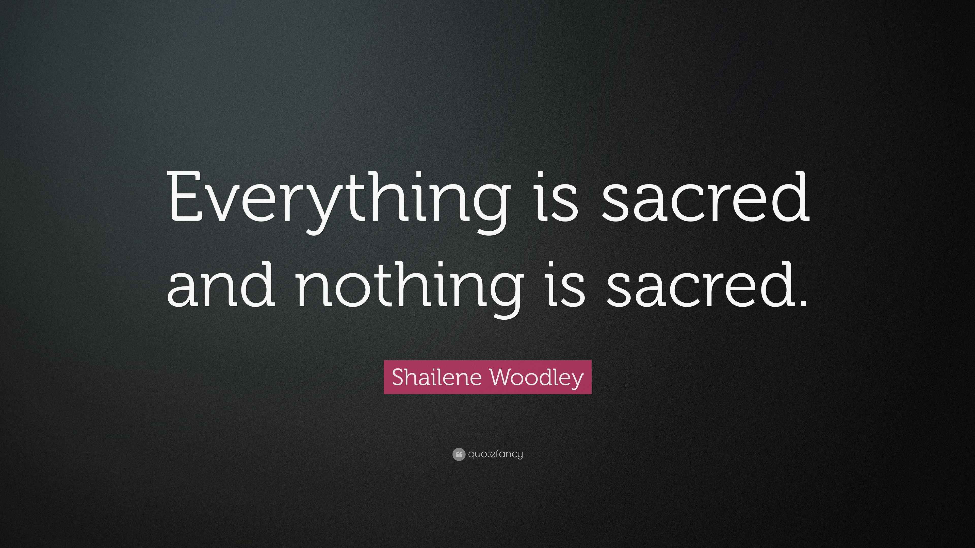 Shailene Woodley Quote: “Everything is sacred and nothing is sacred.”