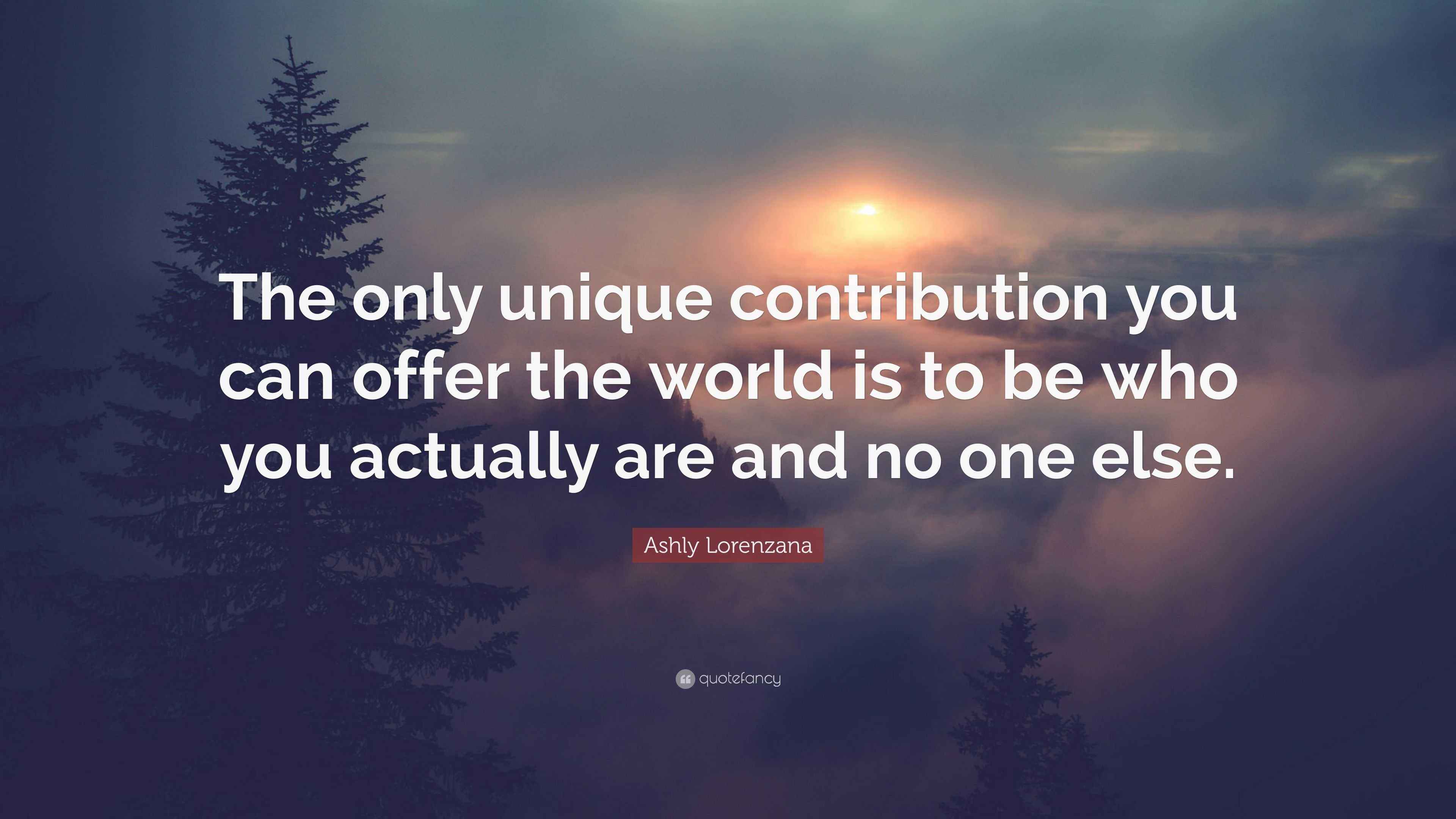 Ashly Lorenzana Quote: “The only unique contribution you can offer the ...