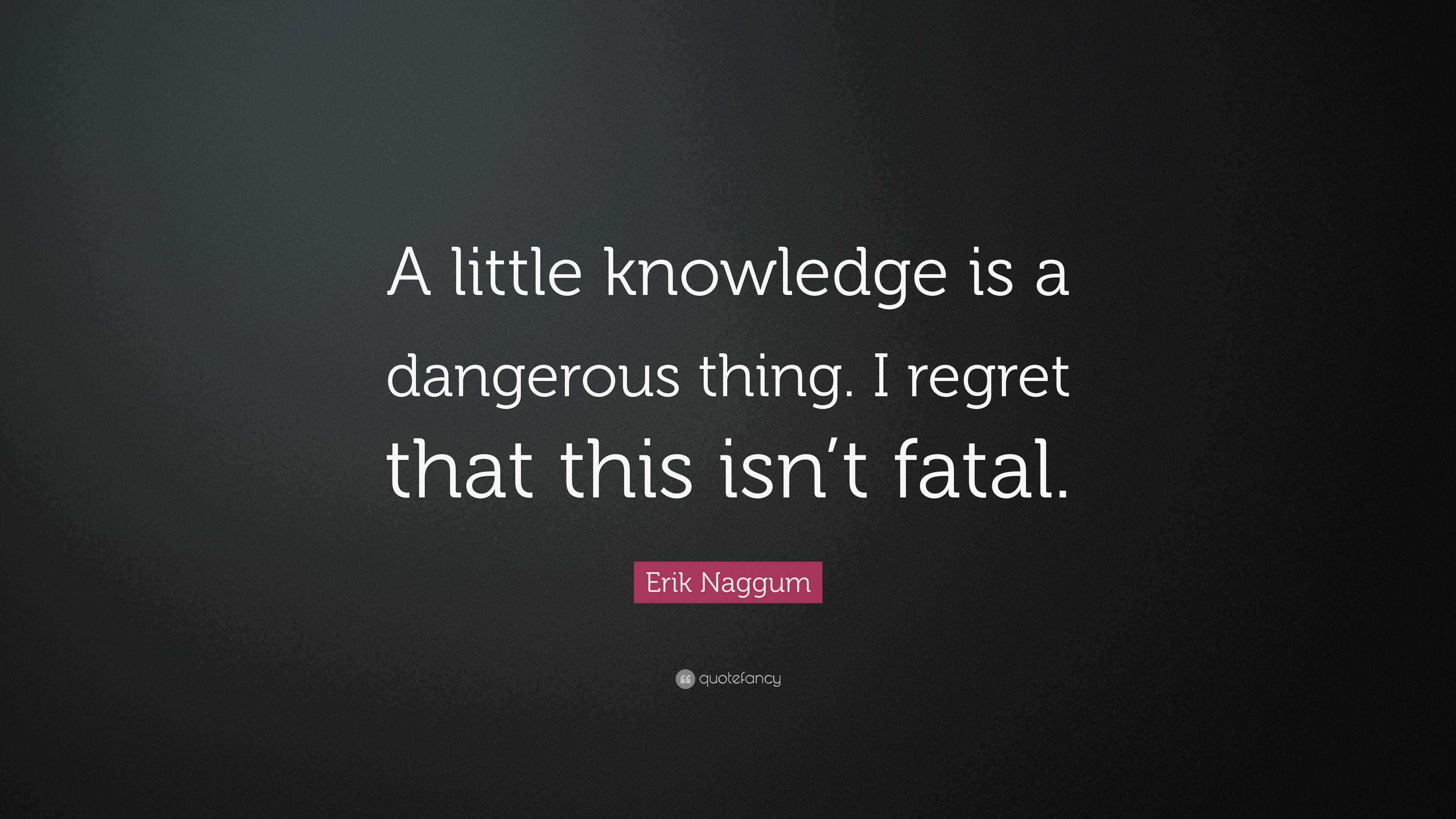 Erik Naggum Quote: “A little knowledge is a dangerous thing. I regret ...
