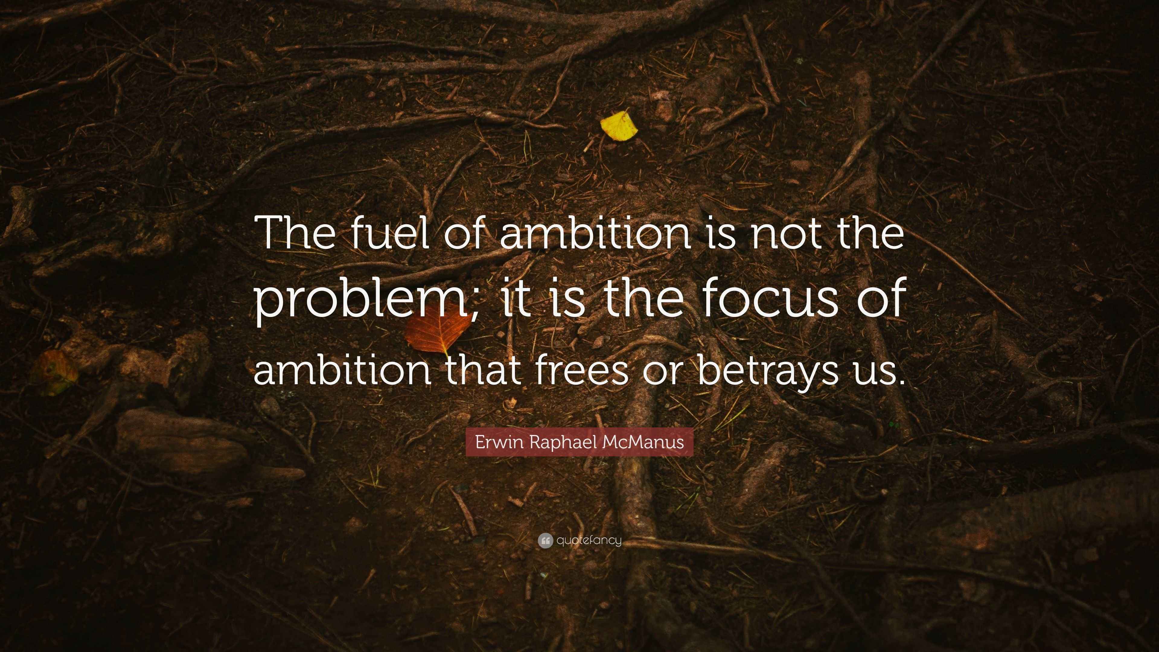 Erwin Raphael McManus Quote: “The fuel of ambition is not the problem ...