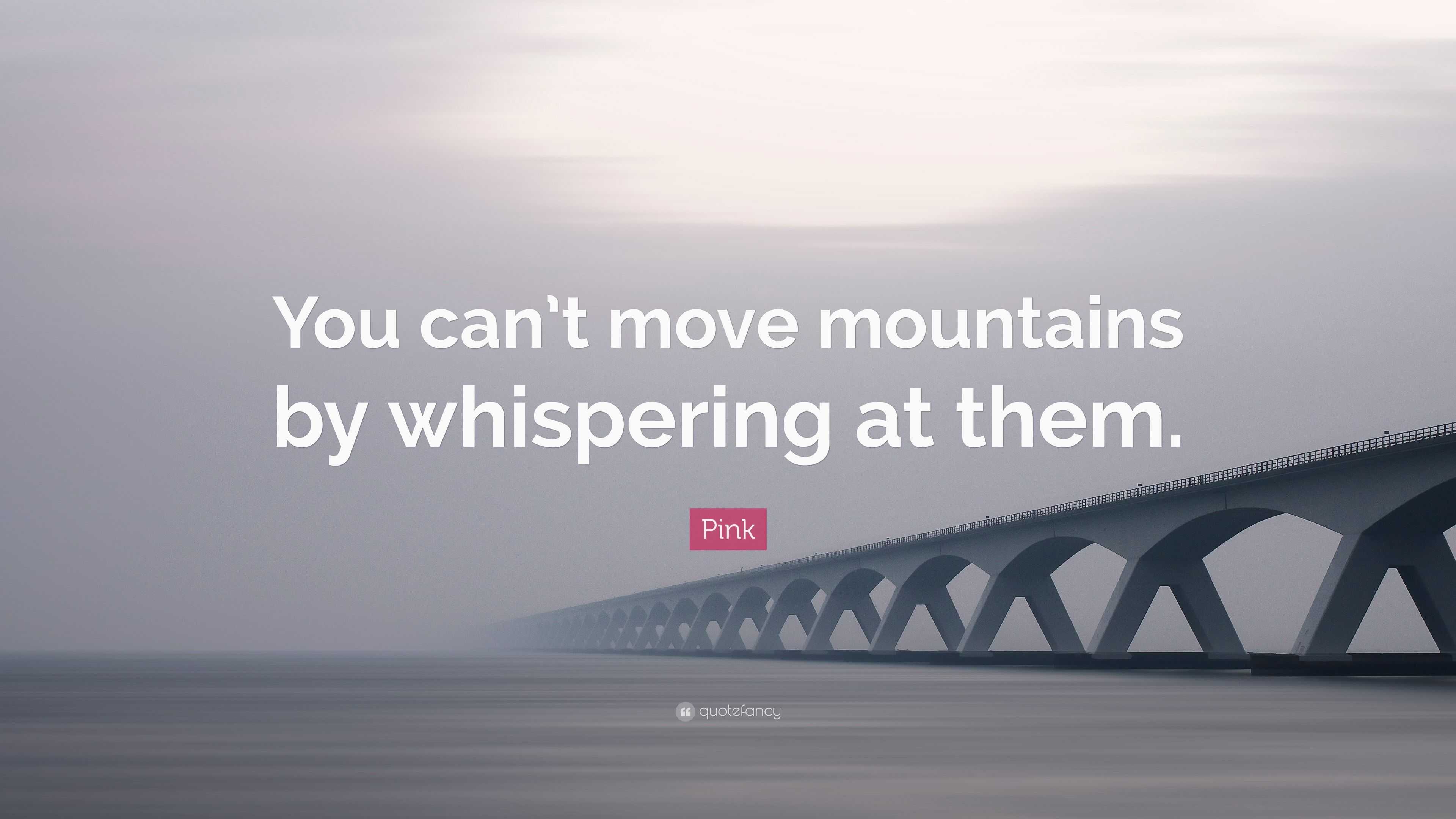 Pink Quote: “You can’t move mountains by whispering at them.”