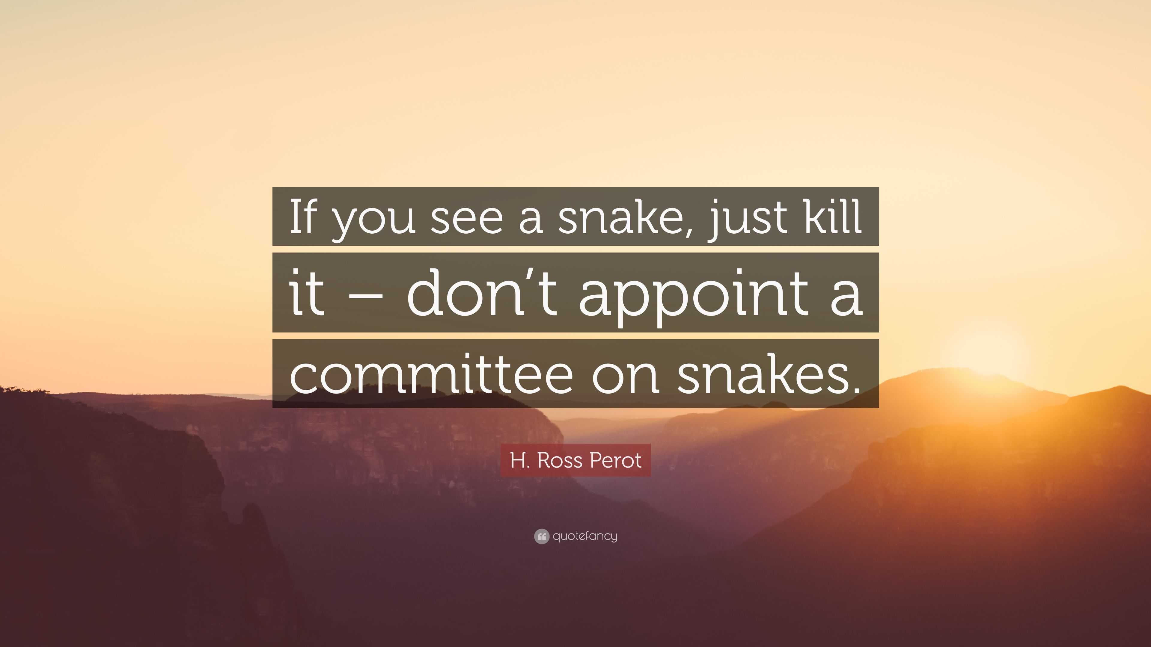 H. Ross Perot Quote: “If you see a snake, just kill it – don’t appoint ...