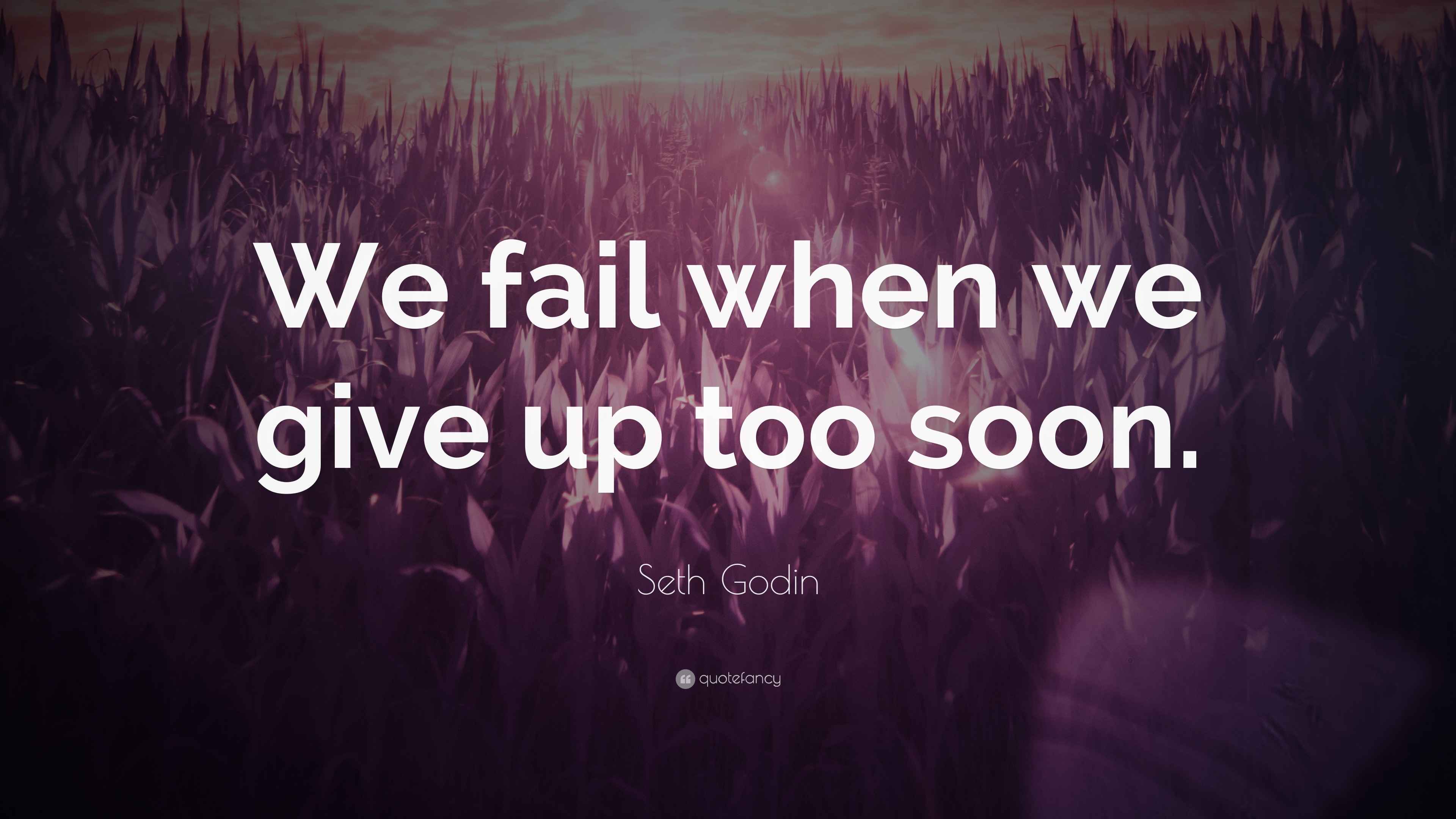 Seth Godin Quote: “We fail when we give up too soon.”