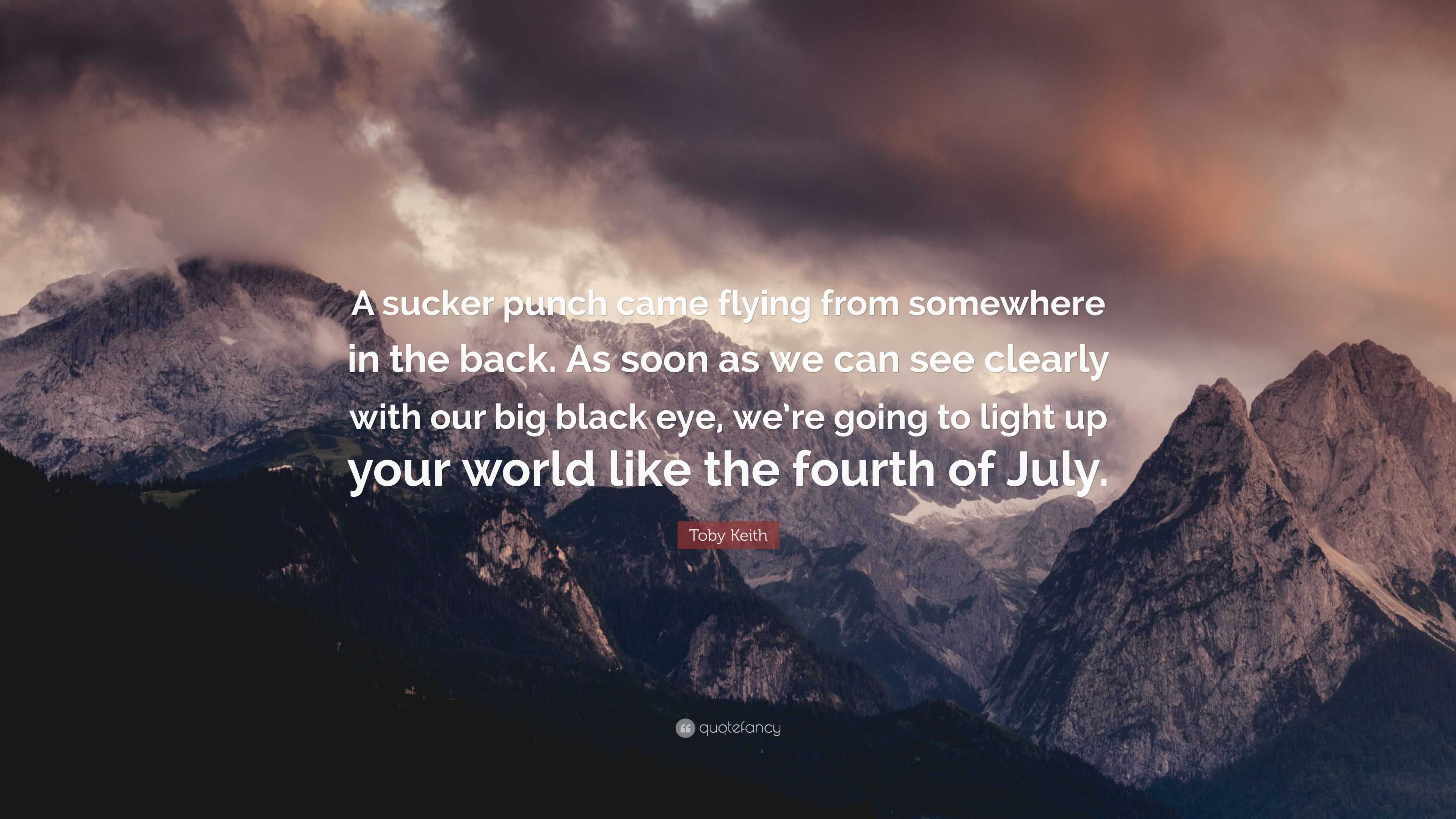 Toby Keith Quote: “A sucker punch came flying from somewhere in the ...