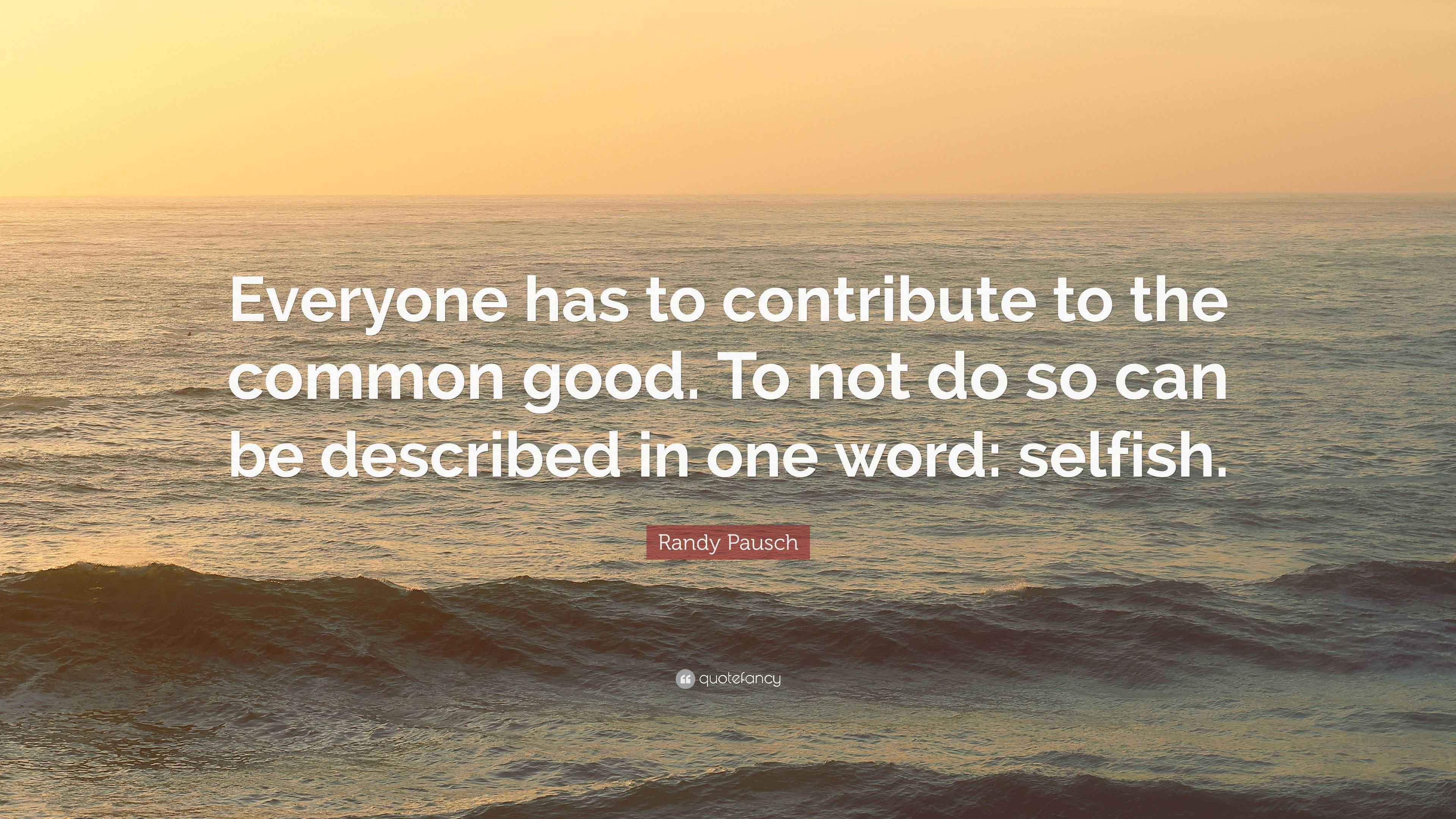Randy Pausch Quote: “Everyone has to contribute to the common good. To ...