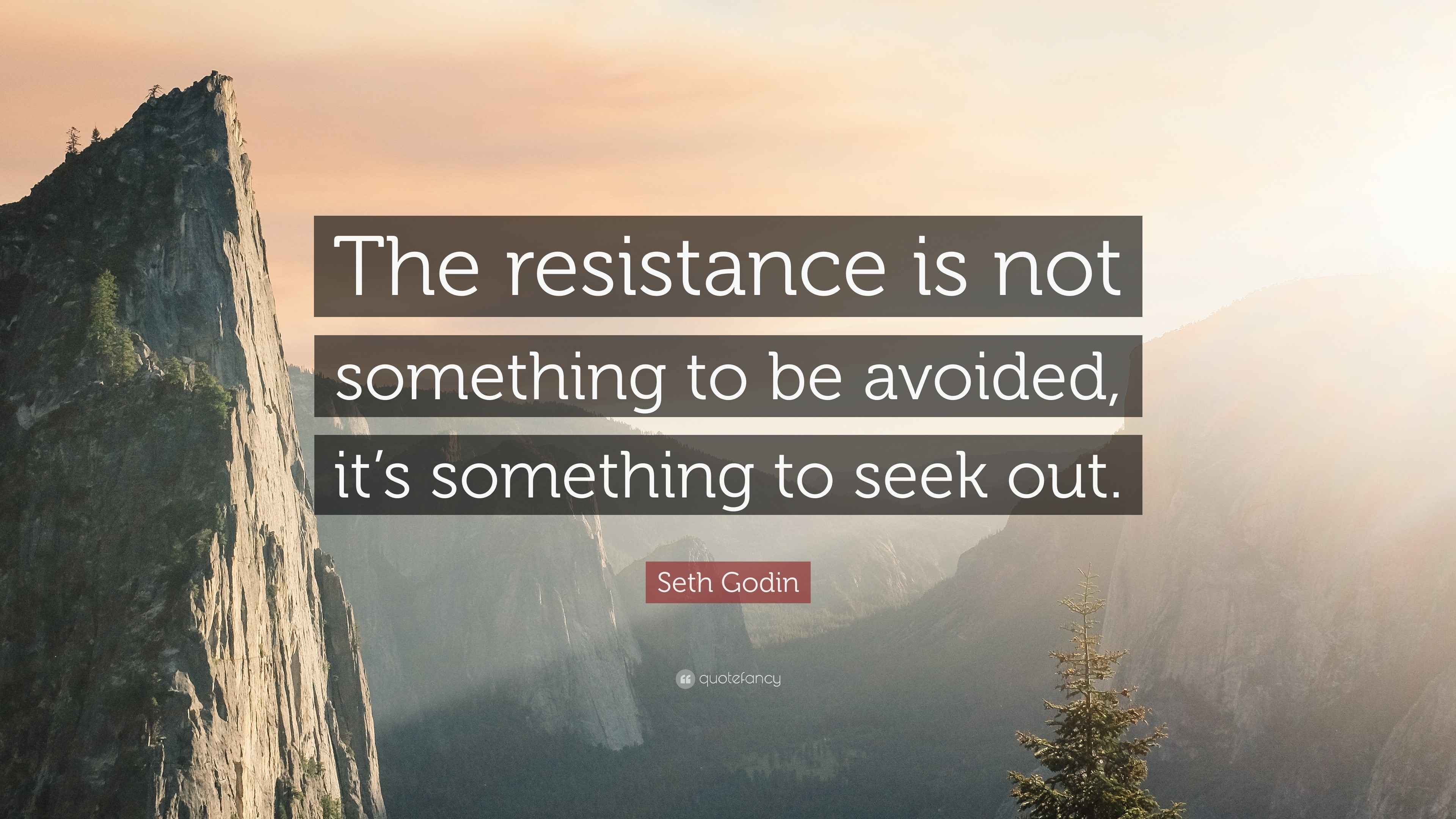 Seth Godin Quote: “The resistance is not something to be avoided, it’s ...