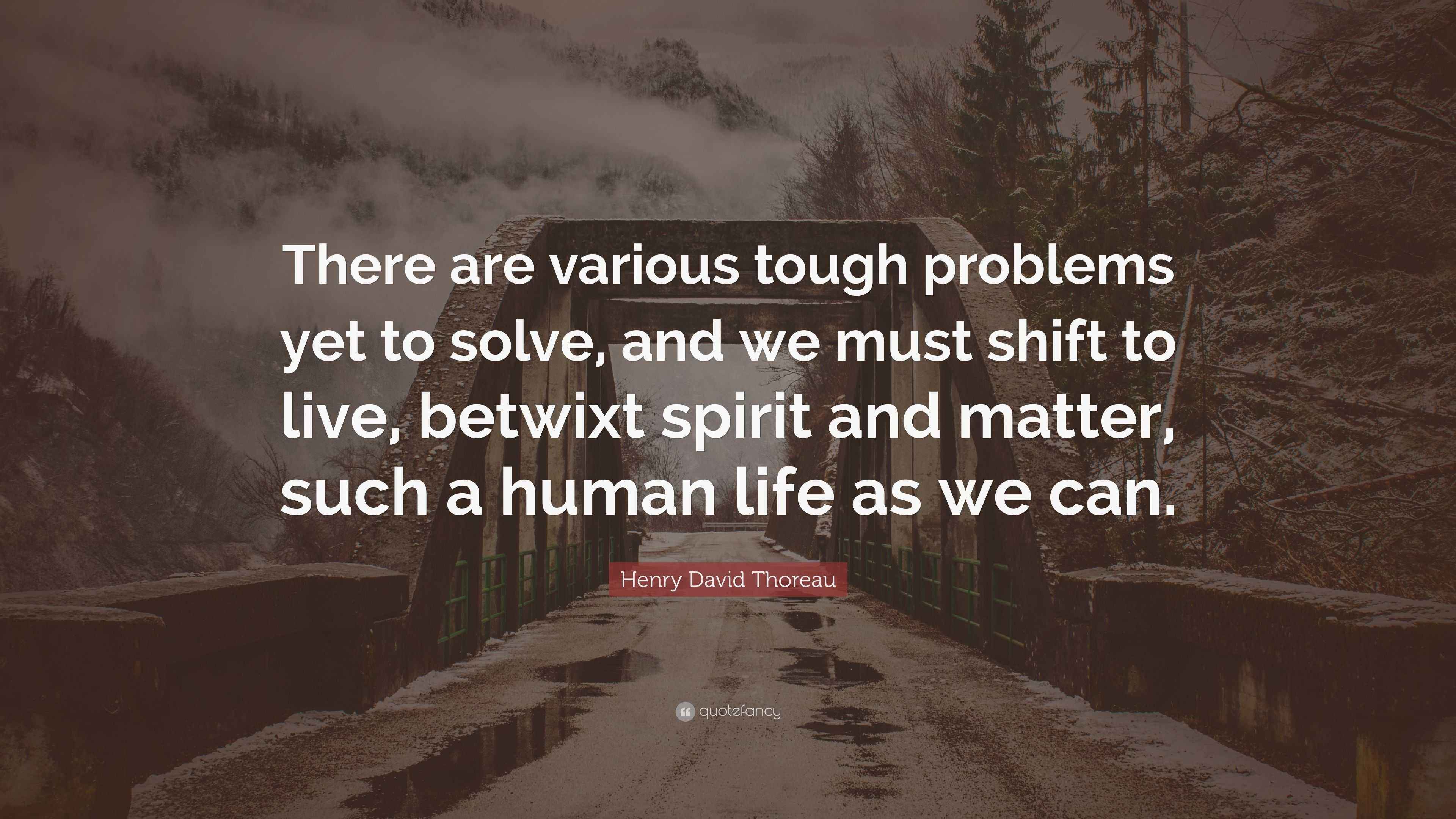 Henry David Thoreau Quote: “There are various tough problems yet to ...
