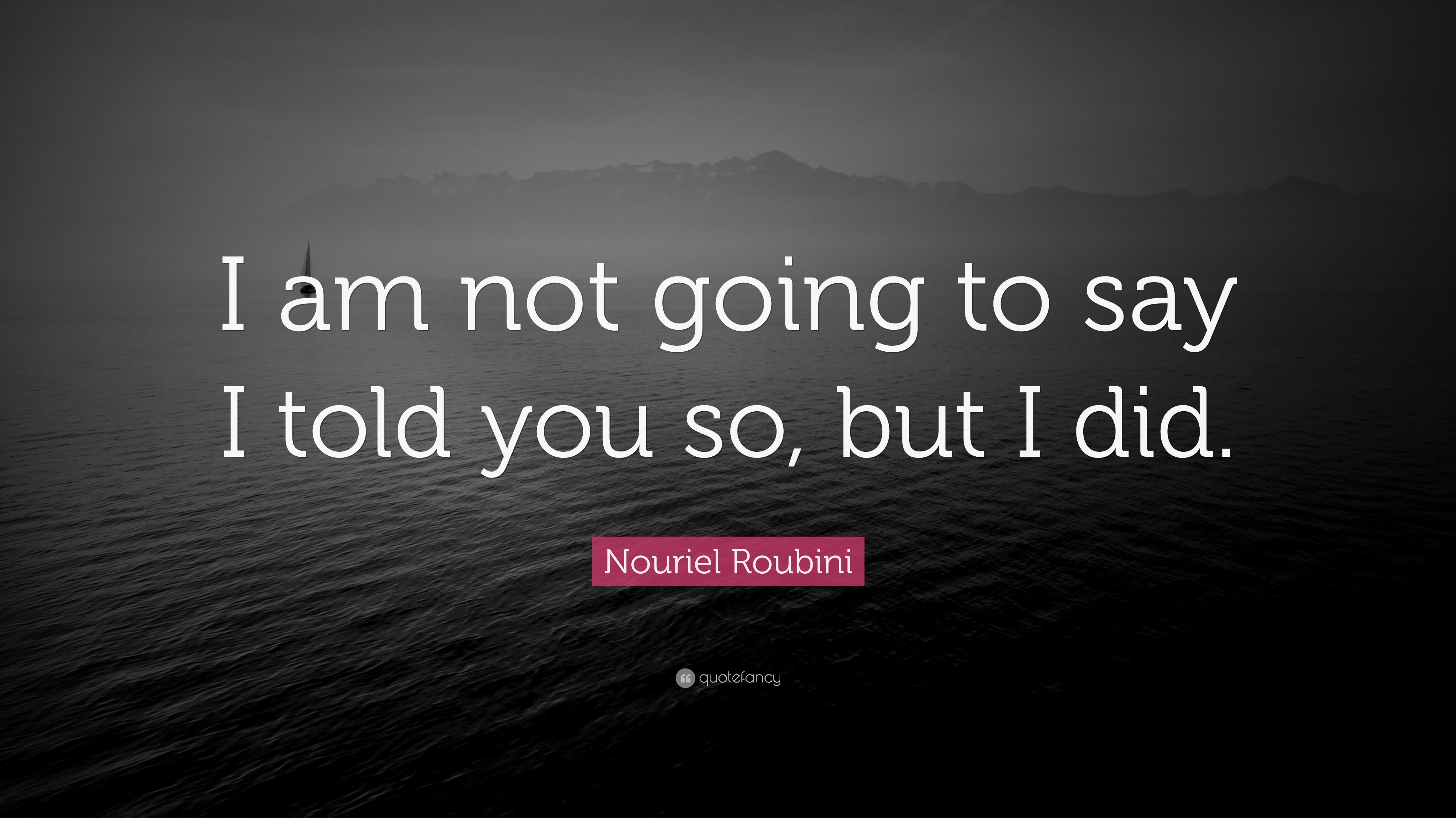 Nouriel Roubini Quote: “I am not going to say I told you so, but I did.”