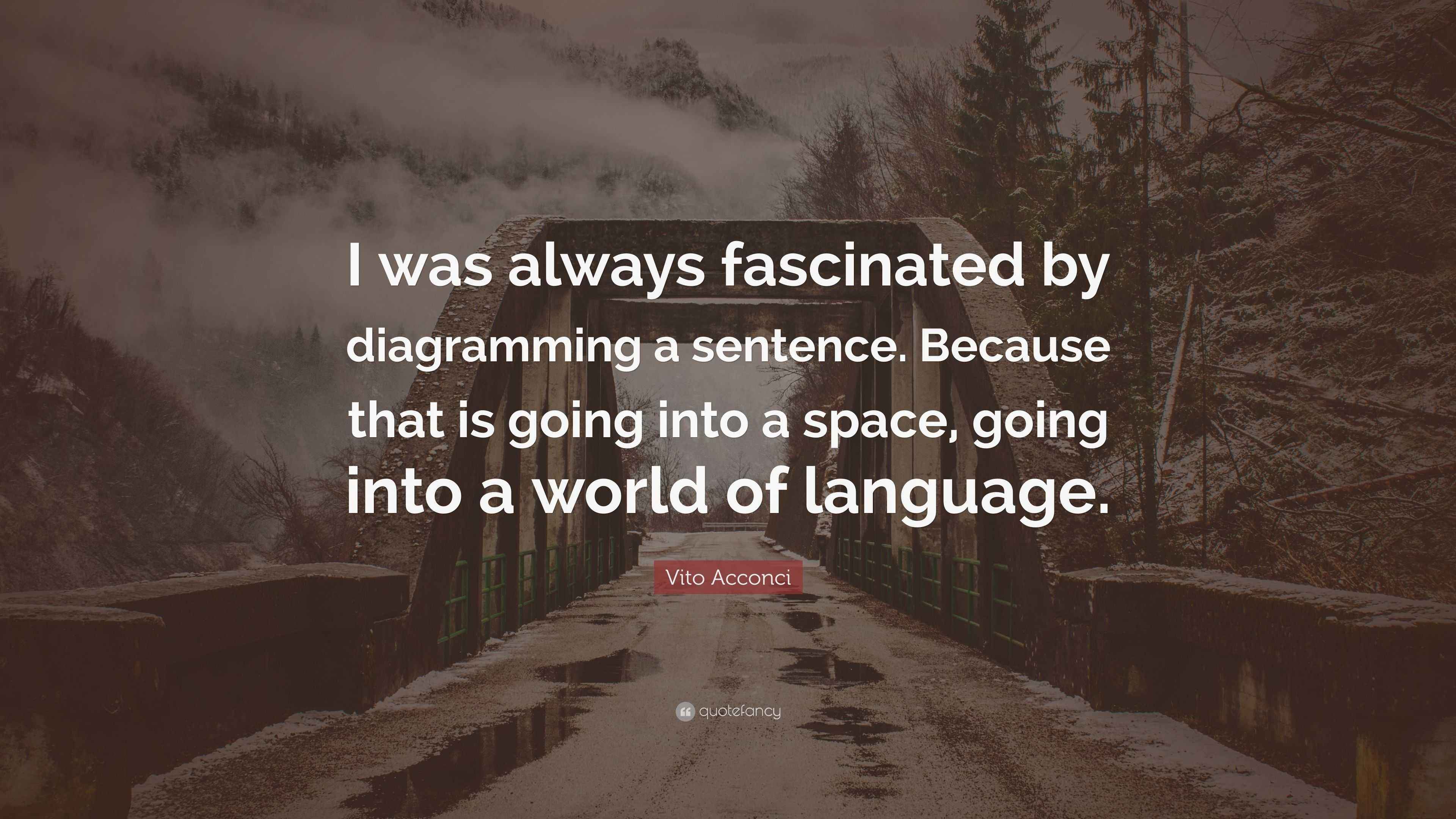 Vito Acconci Quote: “I was always fascinated by diagramming a sentence ...