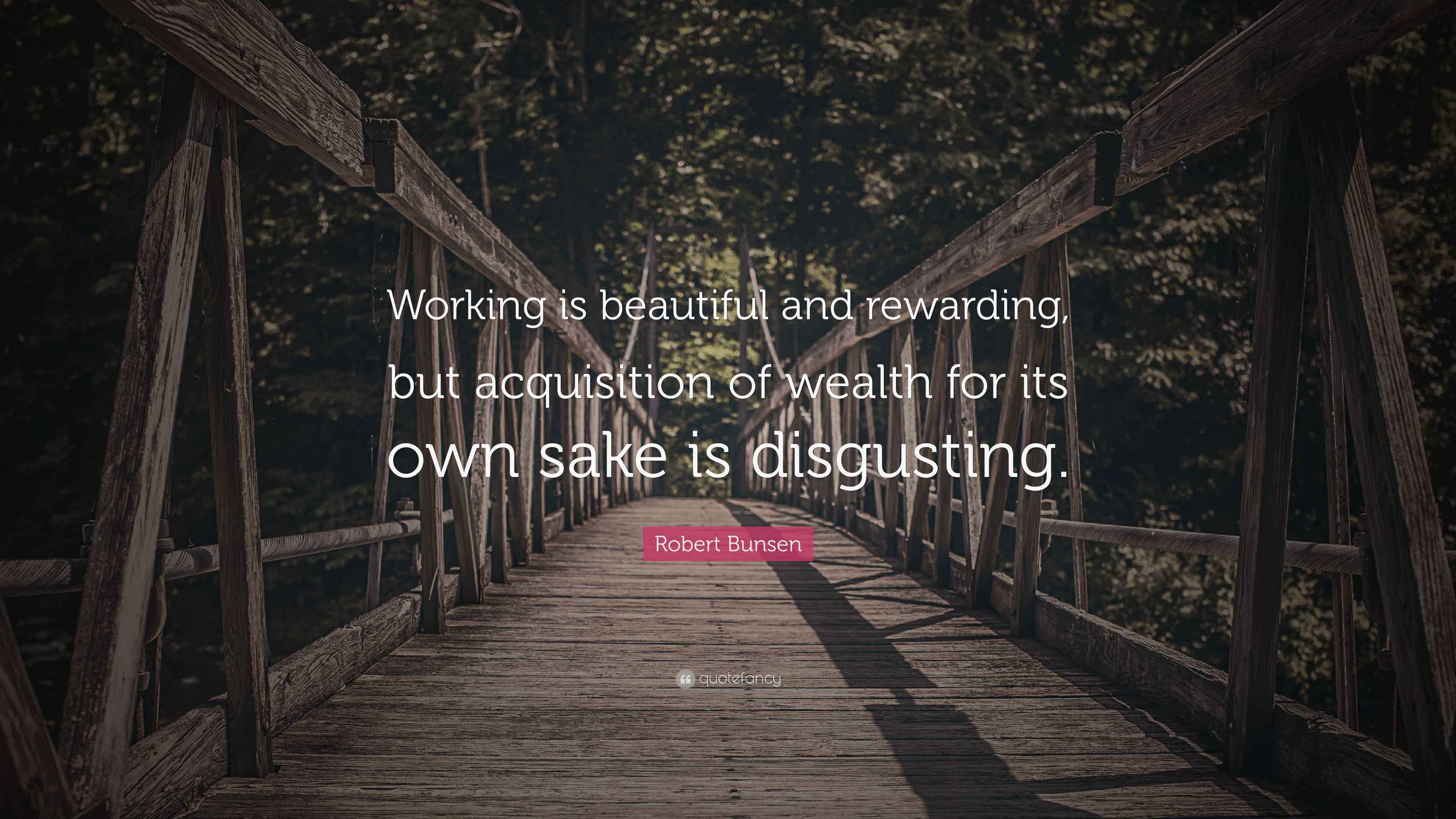 Robert Bunsen Quote: “Working is beautiful and rewarding, but ...