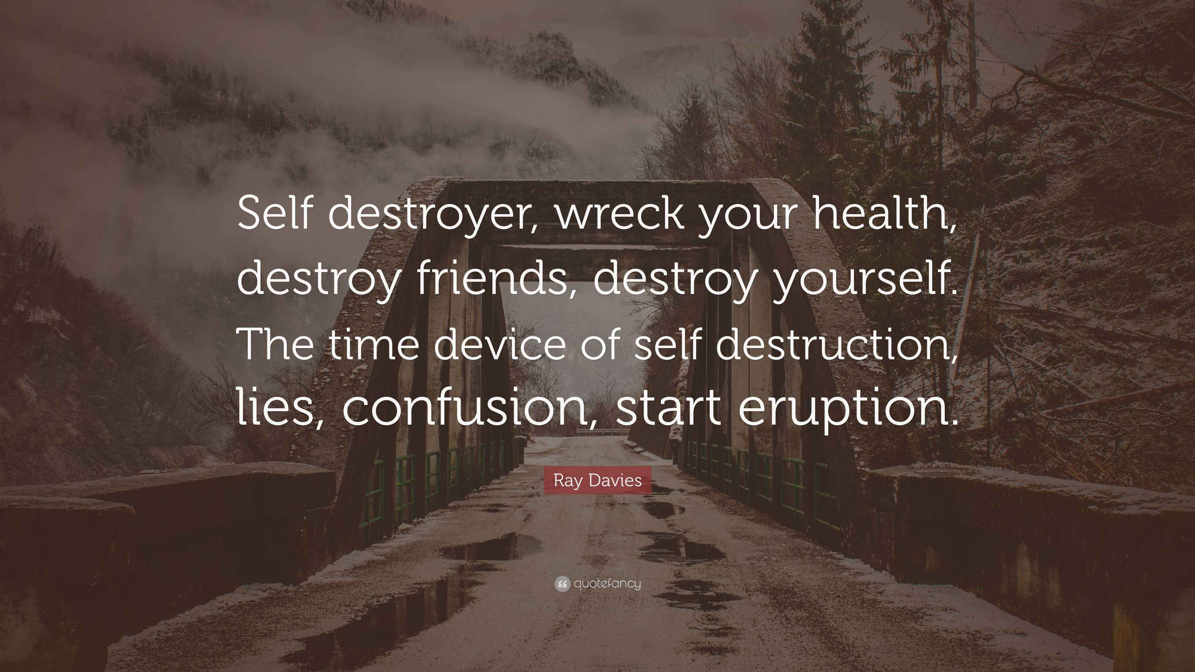 Ray Davies Quote: “Self destroyer, wreck your health, destroy friends ...