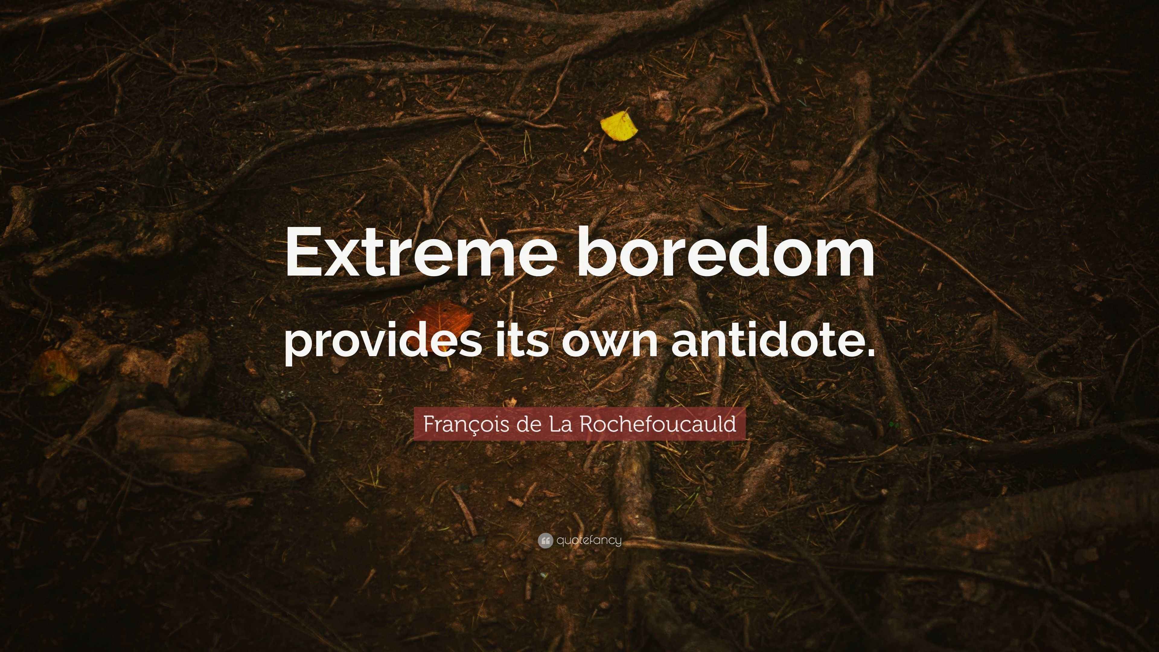 François de La Rochefoucauld Quote: “Extreme boredom provides its own ...