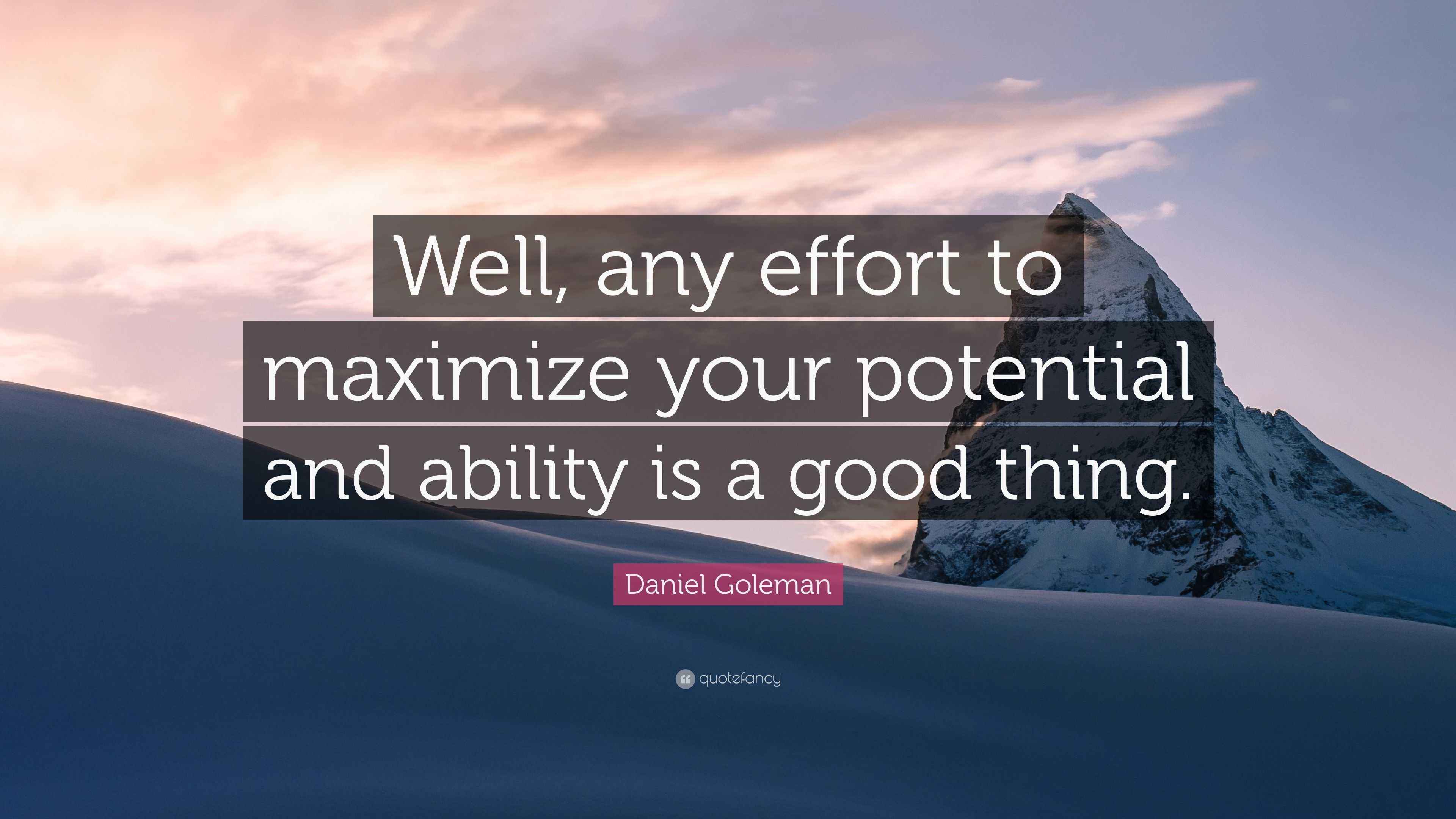 Daniel Goleman Quote: “Well, any effort to maximize your potential and ...