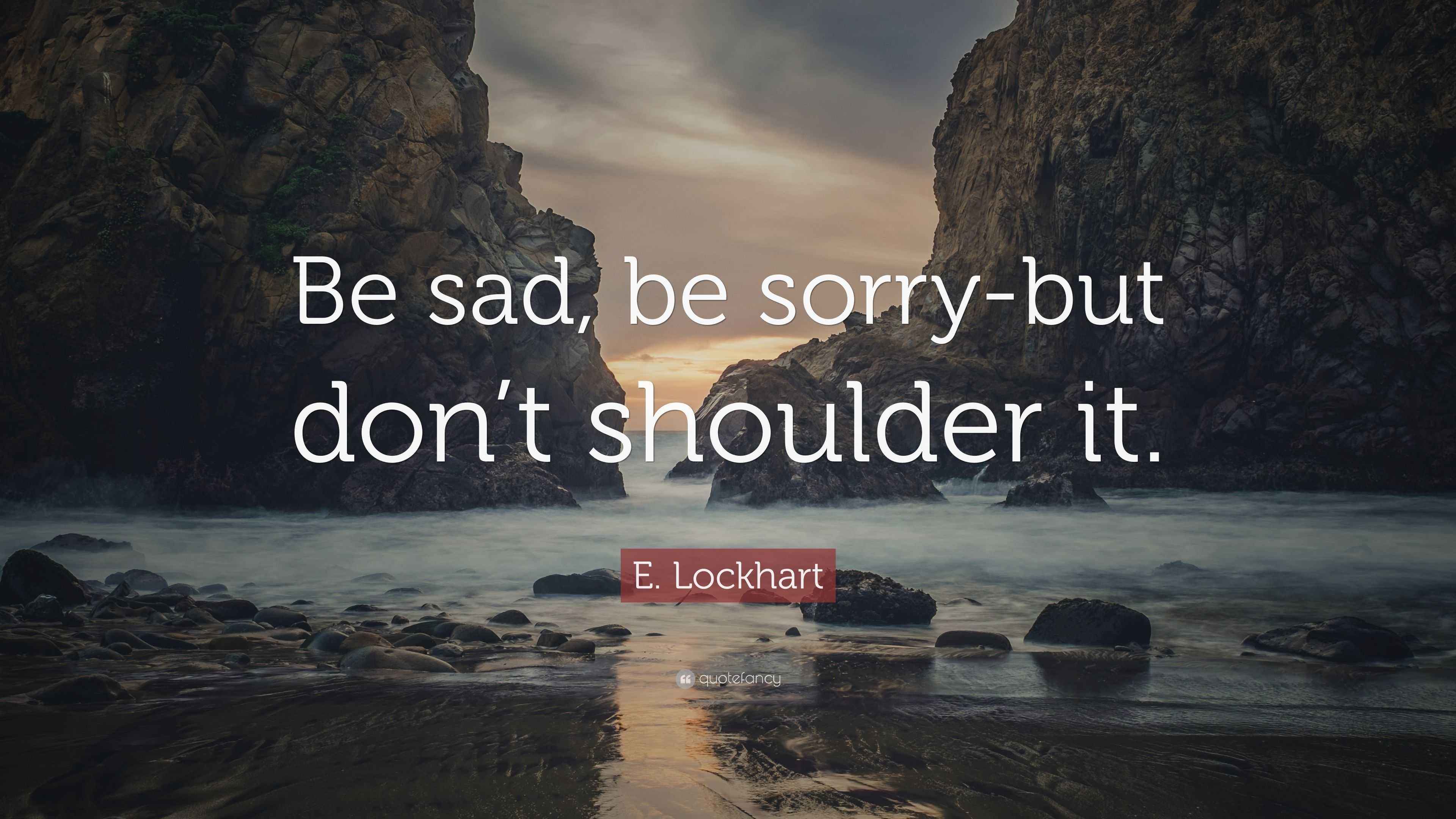 E. Lockhart Quote: “Be sad, be sorry-but don’t shoulder it.”