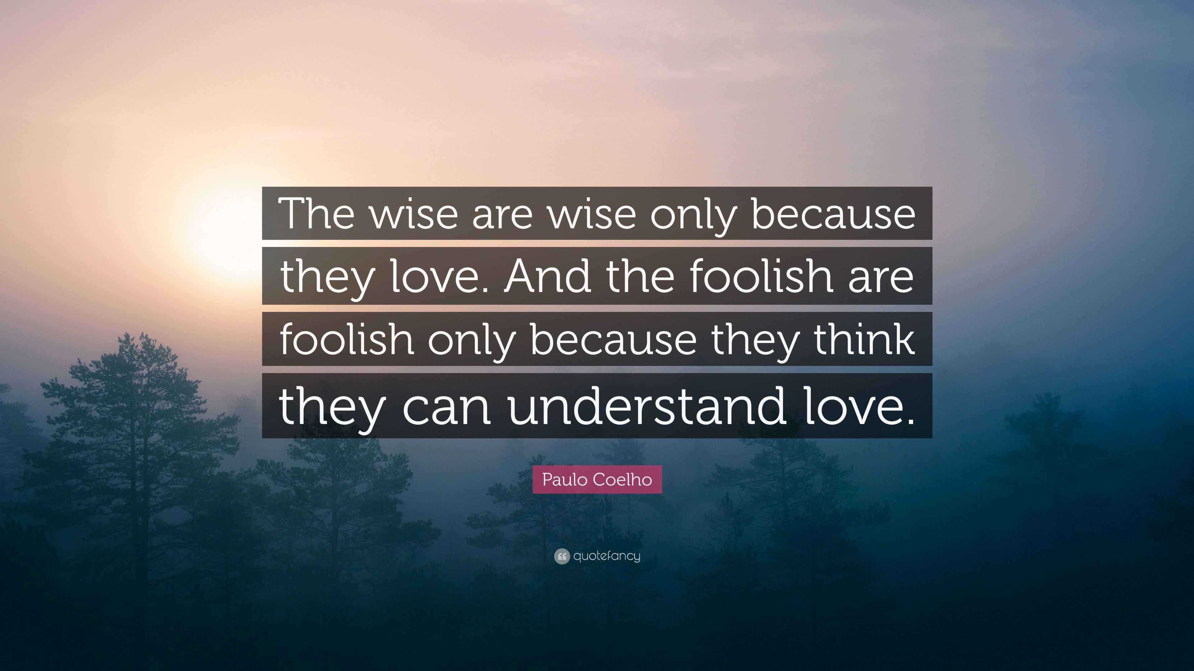 Paulo Coelho Quote: “The wise are wise only because they love. And the ...